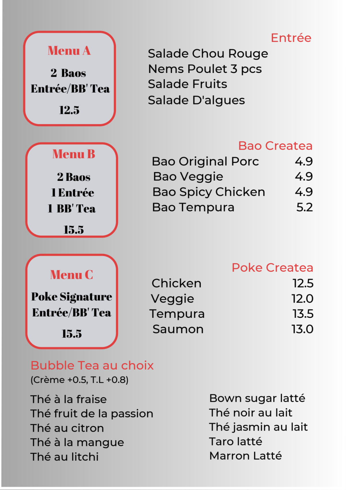 Carte et Menus 2024 - Createa à Paris | TheFork