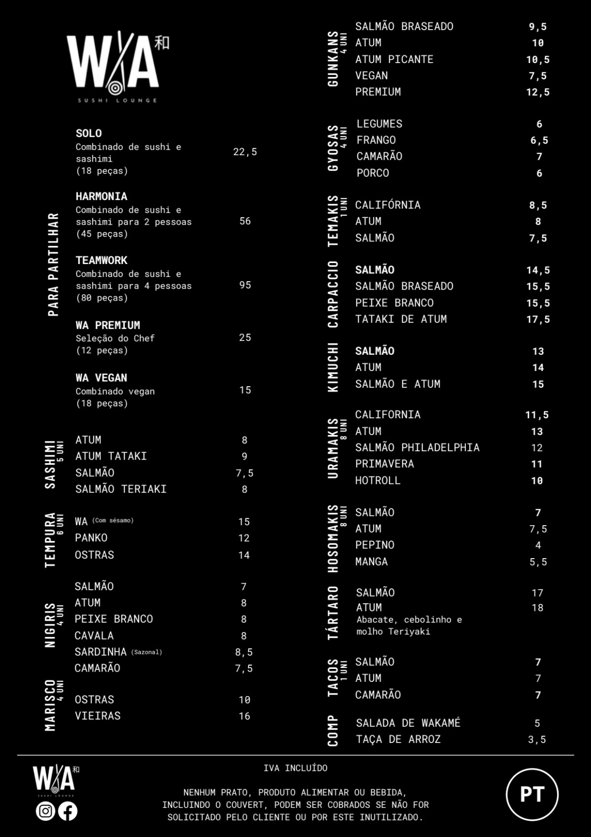 Menu 2024 - Wa Sushi Lounge in Lagos | TheFork