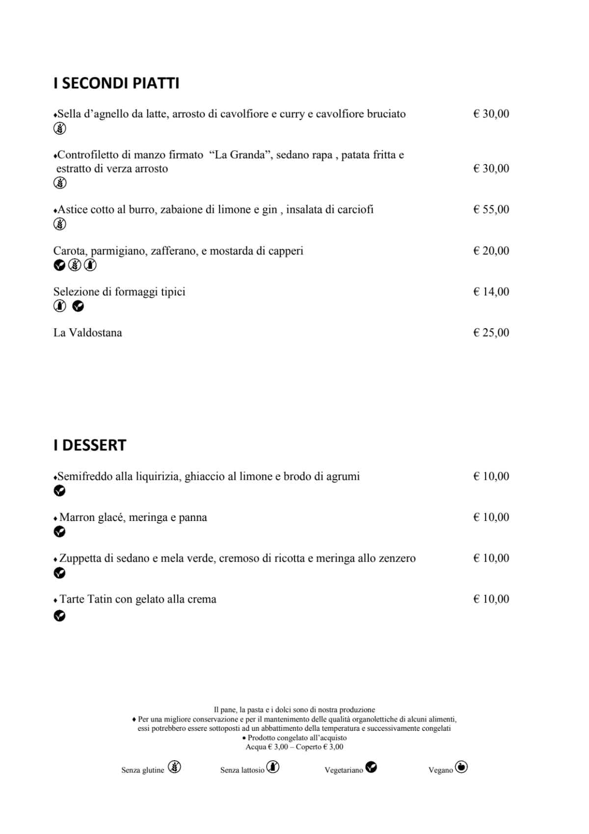 Menus 2024 - Chalet Eden Ristorante di montagna in La Thuile | TheFork