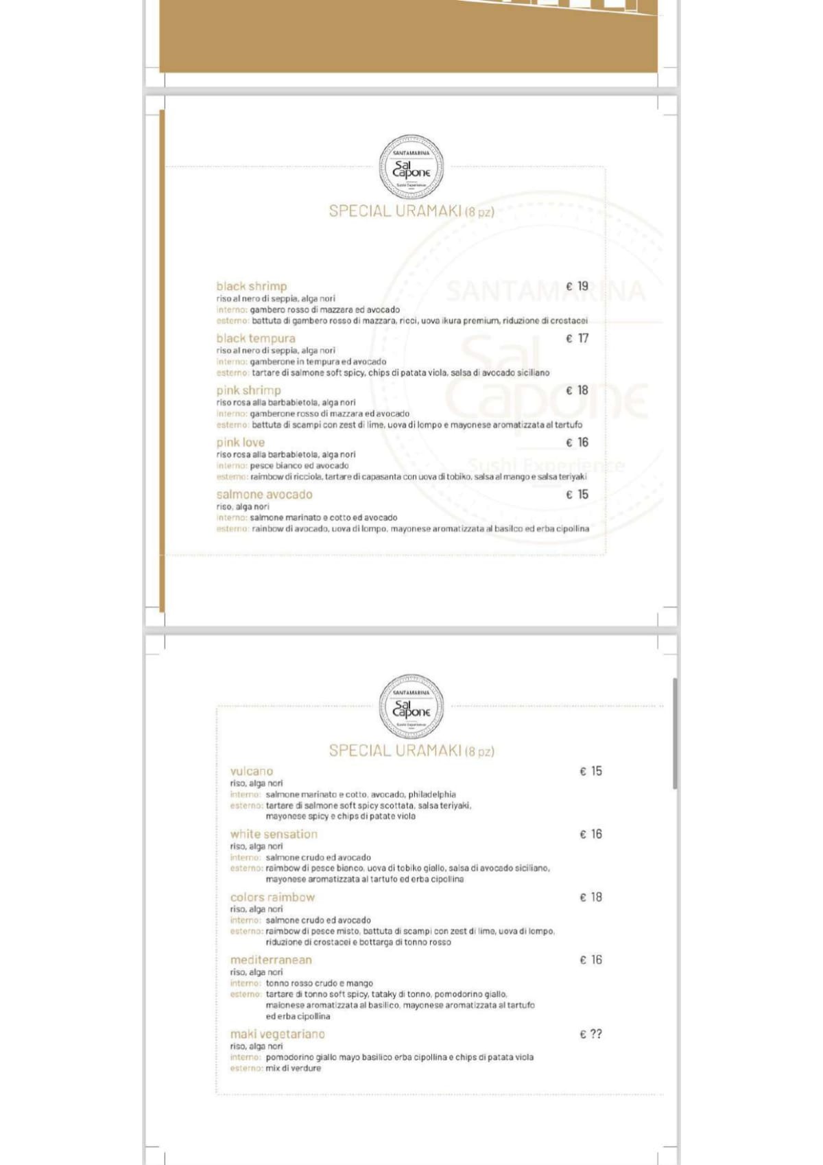 Menù completo e carta 2024 - Sal Capone Santa Marina a Palermo | TheFork