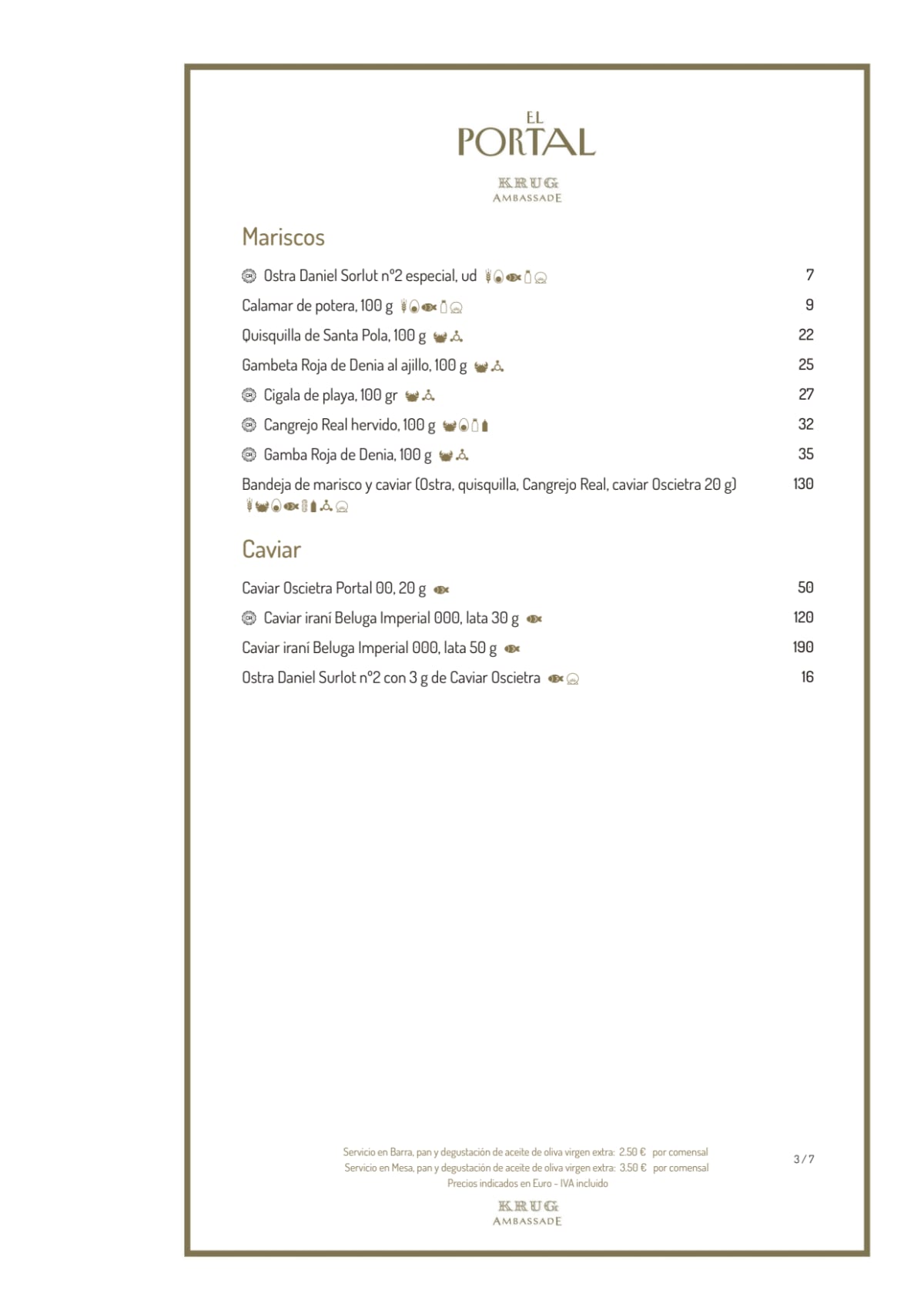Menu 2024 - El Portal Krug Ambassade in Alicante (Alacant) | TheFork