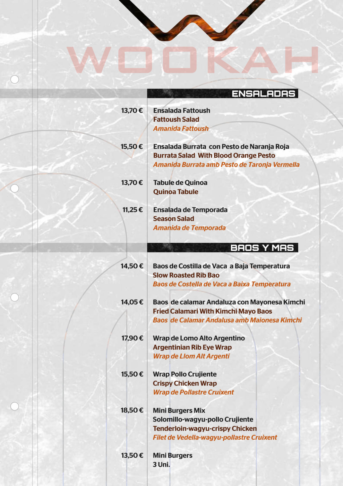 Menus 2024 - Wookah Shisha Lounge in Barcelona | TheFork