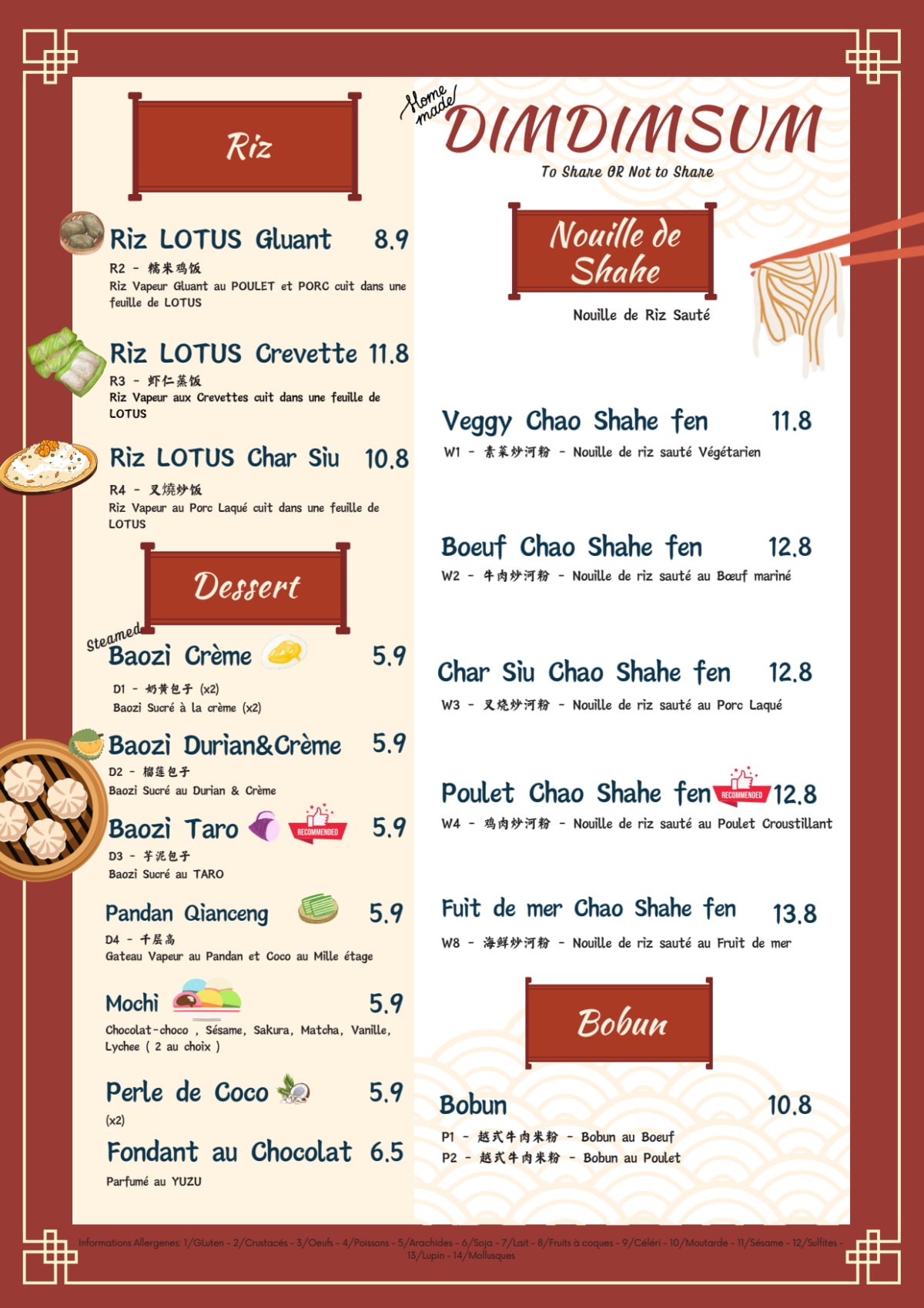 Menu 2024 - Dim Dim Sum in Paris | TheFork