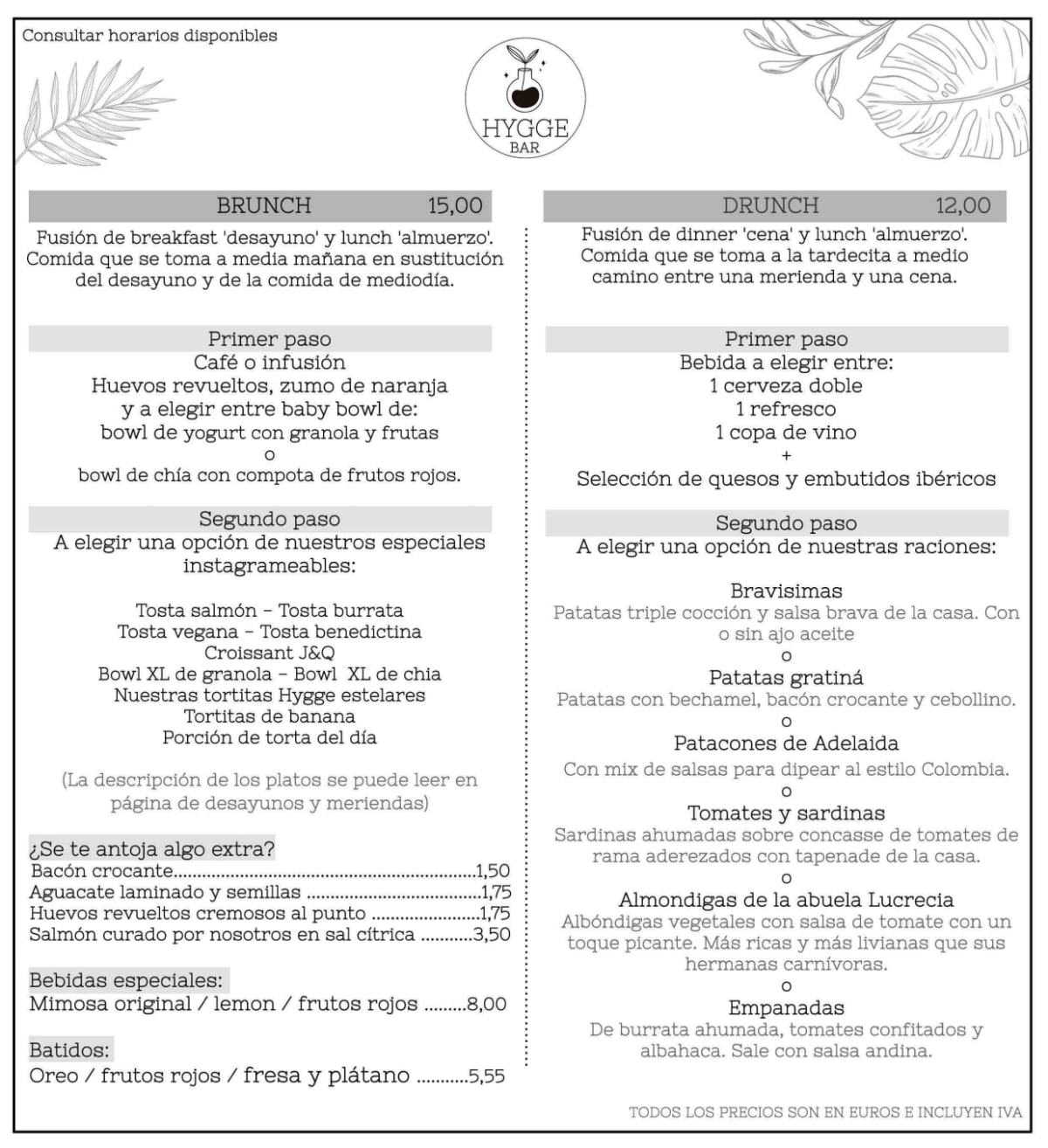 Menu 2024 - Hygge Bar in Madrid | TheFork