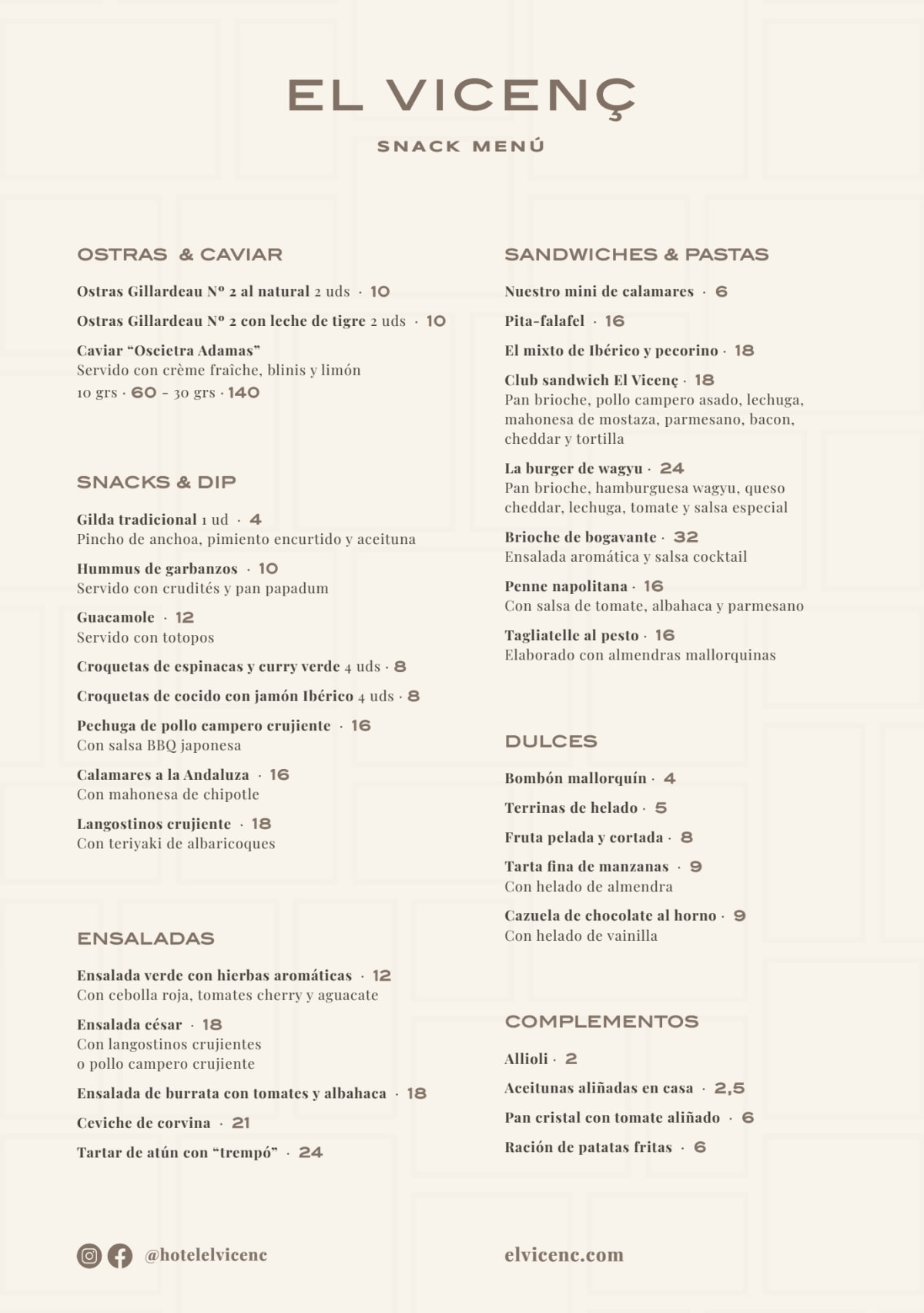 Carta y menù 2024 Actualizados - Rooftop El Vicenç - Only Adults +12 en ...