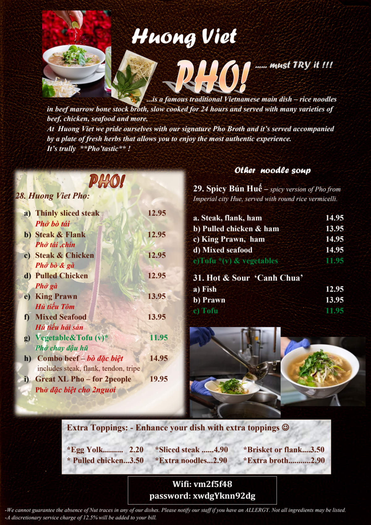 Carta y menù 2024 Actualizados - Huong Viet en Londres | TheFork