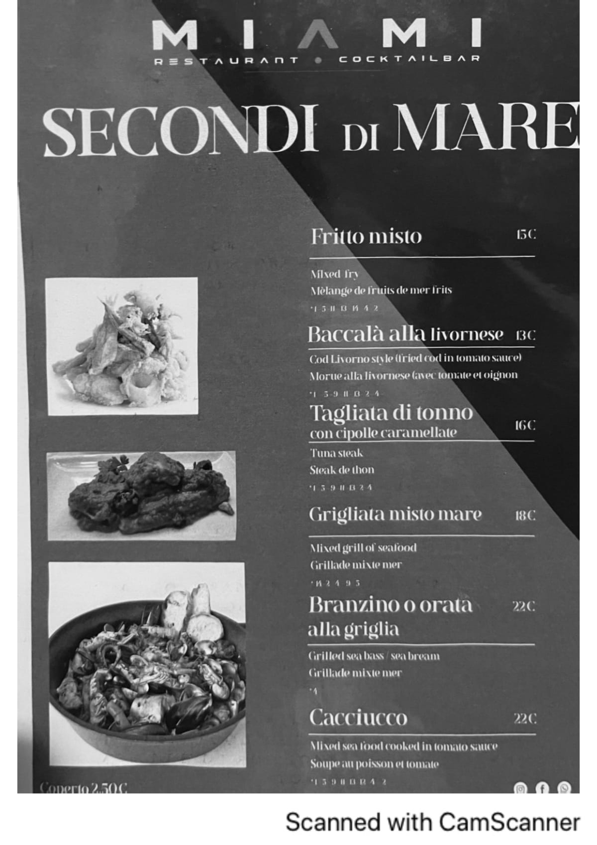 Carte et Menus 2024 - Miami Restaurant à Livourne | TheFork