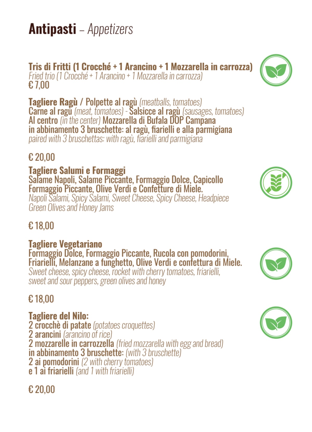 Carte et Menus 2024 - Antica Trattoria del Nilo à Naples | TheFork