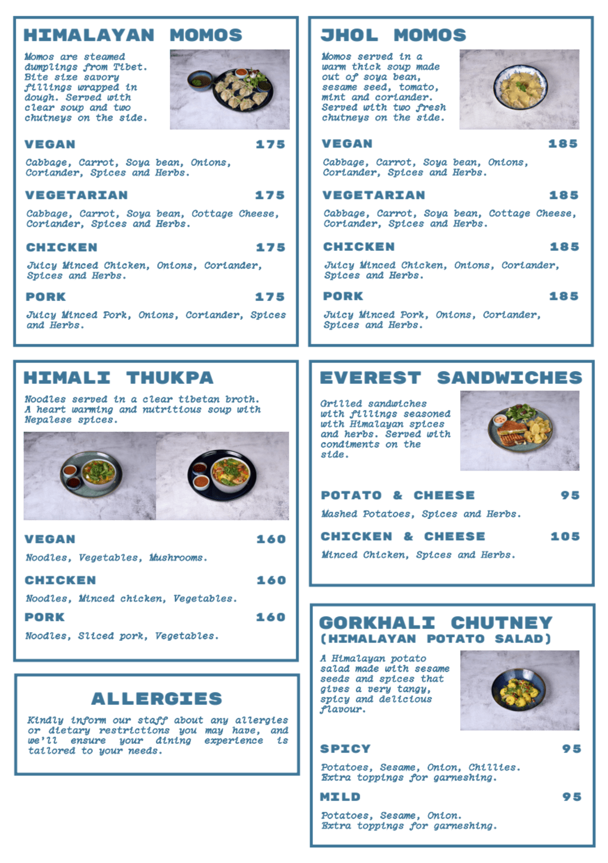 Menu 2024 - Aama Himalayan Kitchen in Stockholm | TheFork