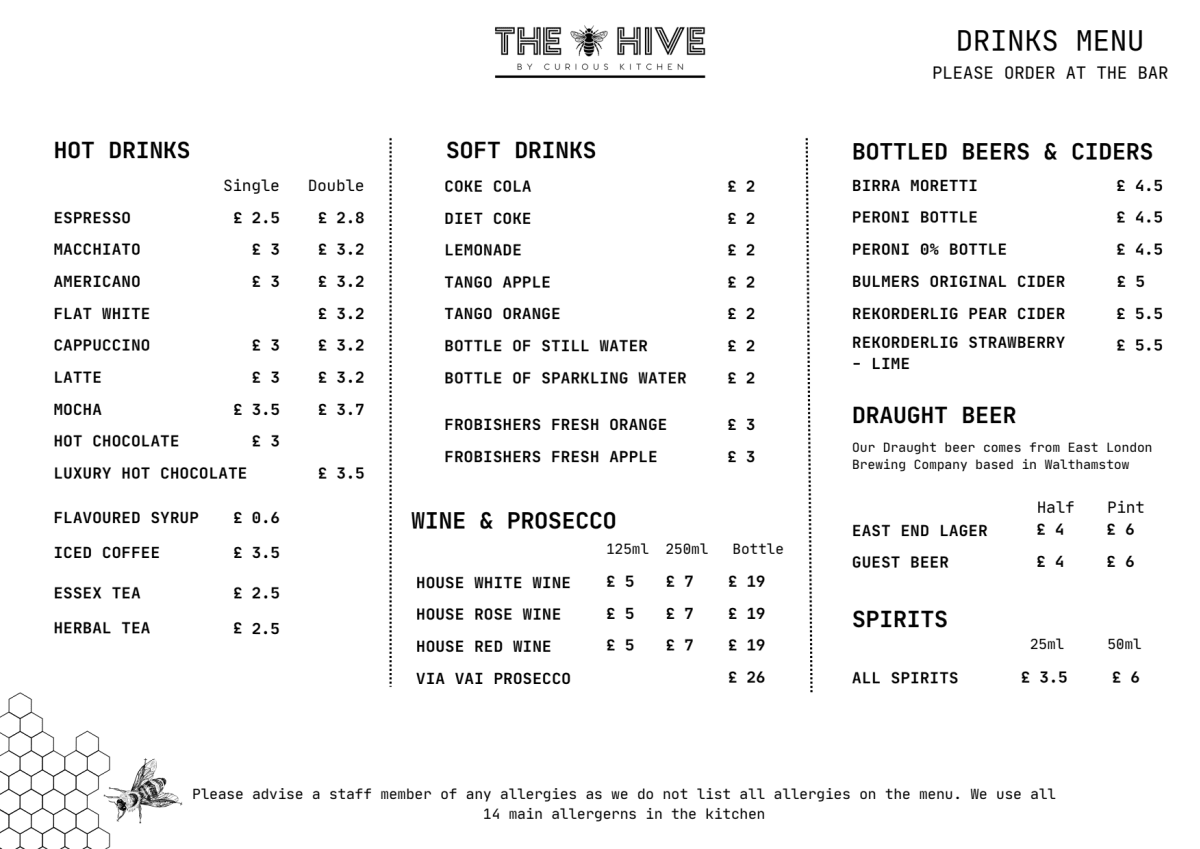 Carte et Menus 2024 - The Hive à Loughton | TheFork