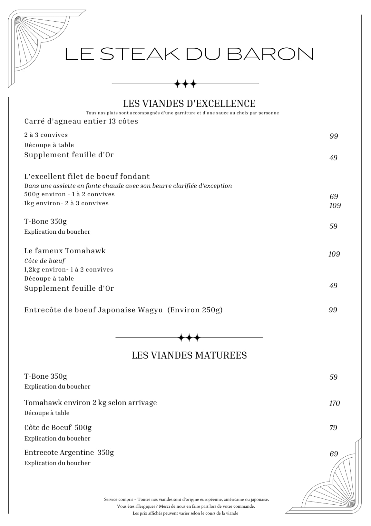 Carte et Menus 2024 - Le Steak Du Baron à Champigny-sur-Marne | TheFork