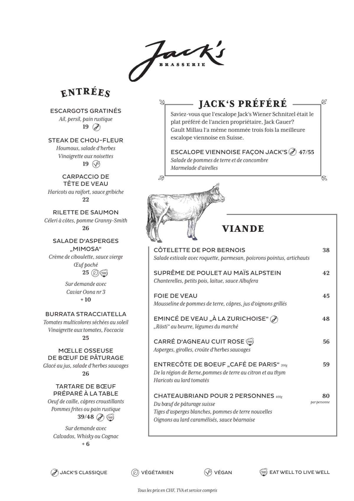 Speisekarte 2023 – Jack´s Brasserie in Bern – TheFork