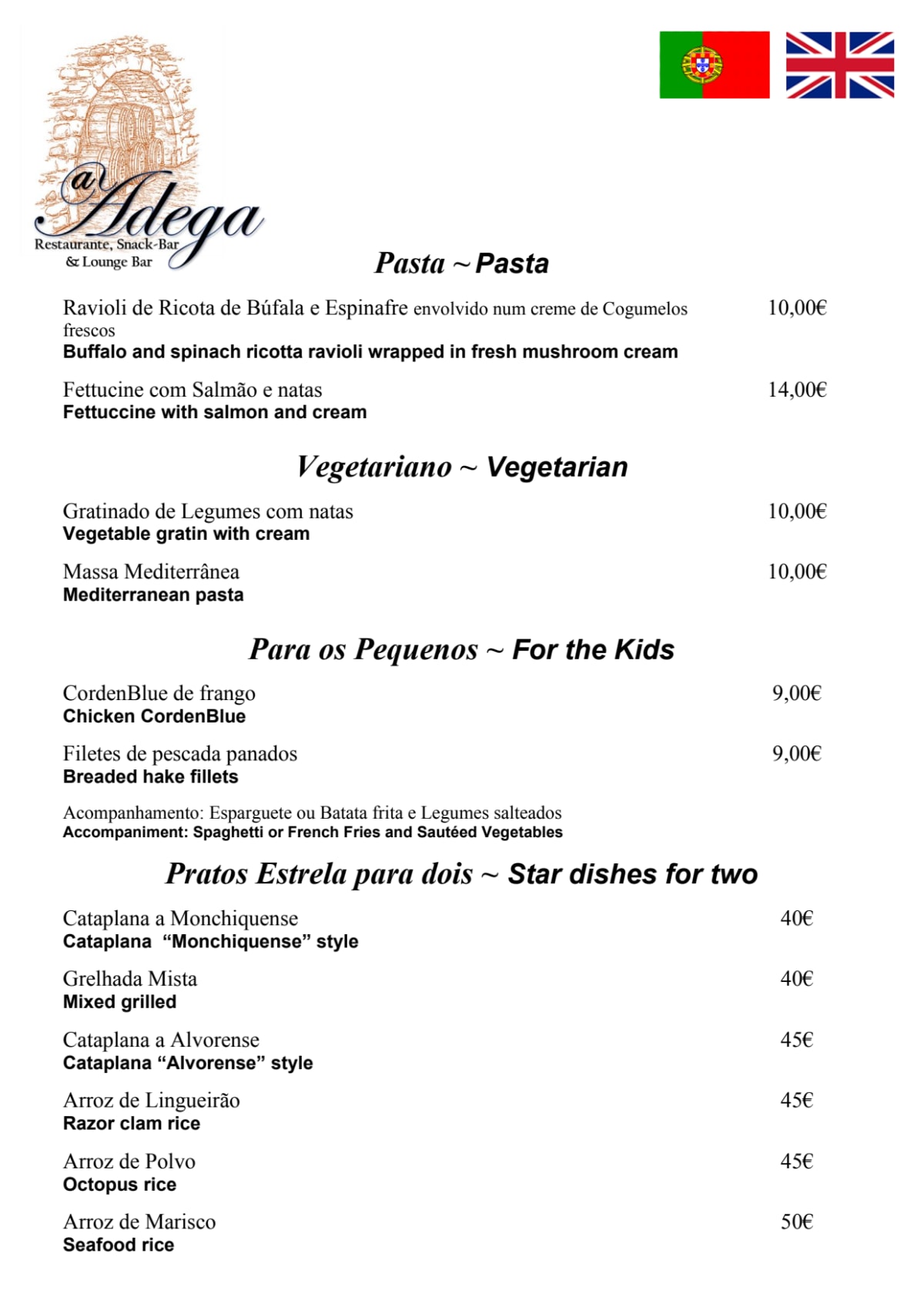 Carte et Menus 2024 - A Adega da Torralta à Portimão | TheFork