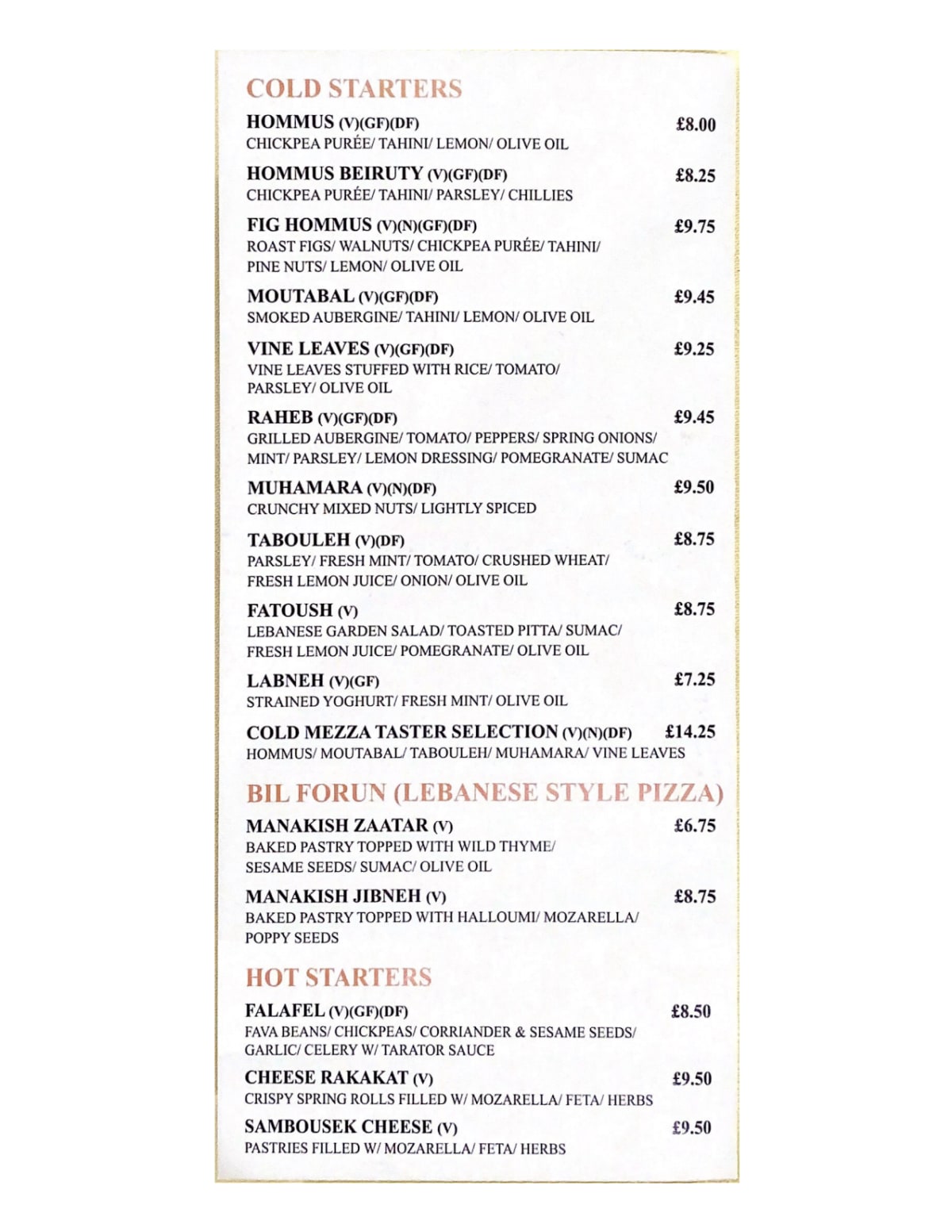 Carte et Menus 2024 - Mezzet Lebanese Restaurant à East Molesey | TheFork