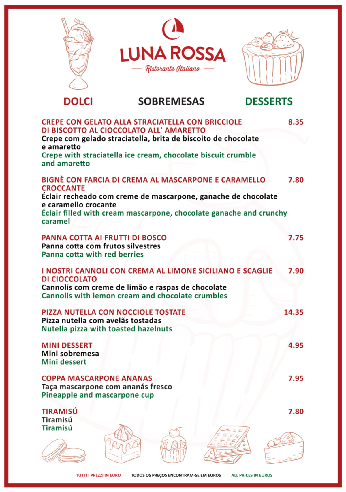 Menù completo e carta 2024 - Luna Rossa a Quarteira | TheFork