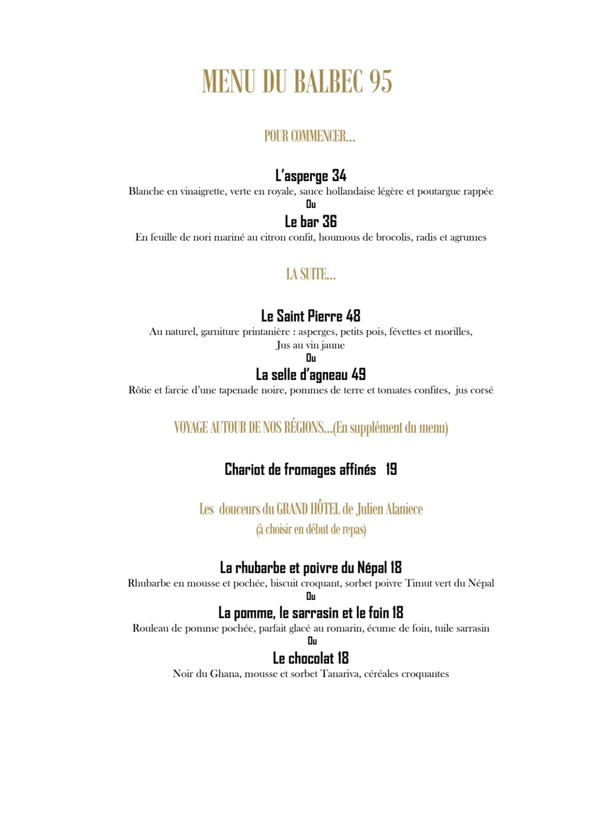 Menu 2023 - Le Balbec in Cabourg | TheFork