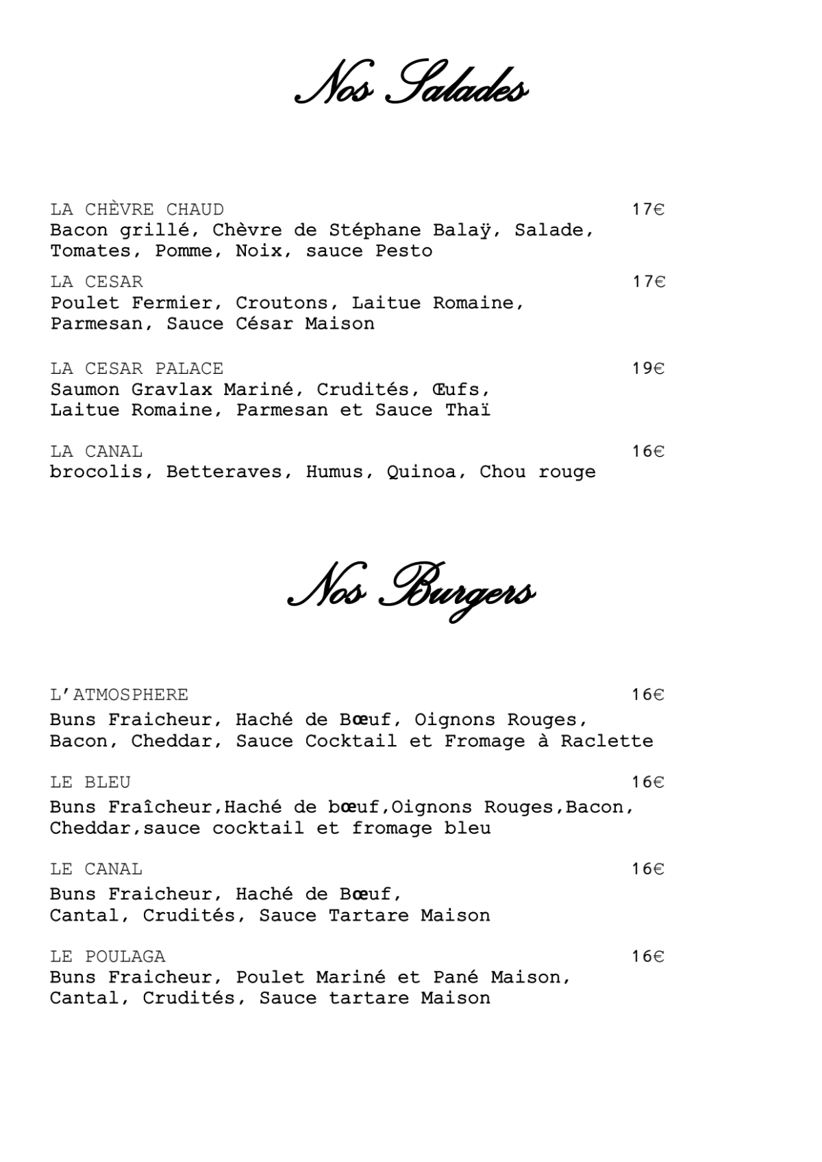 Carte et Menus 2024 - L'Atmosphère à Paris | TheFork