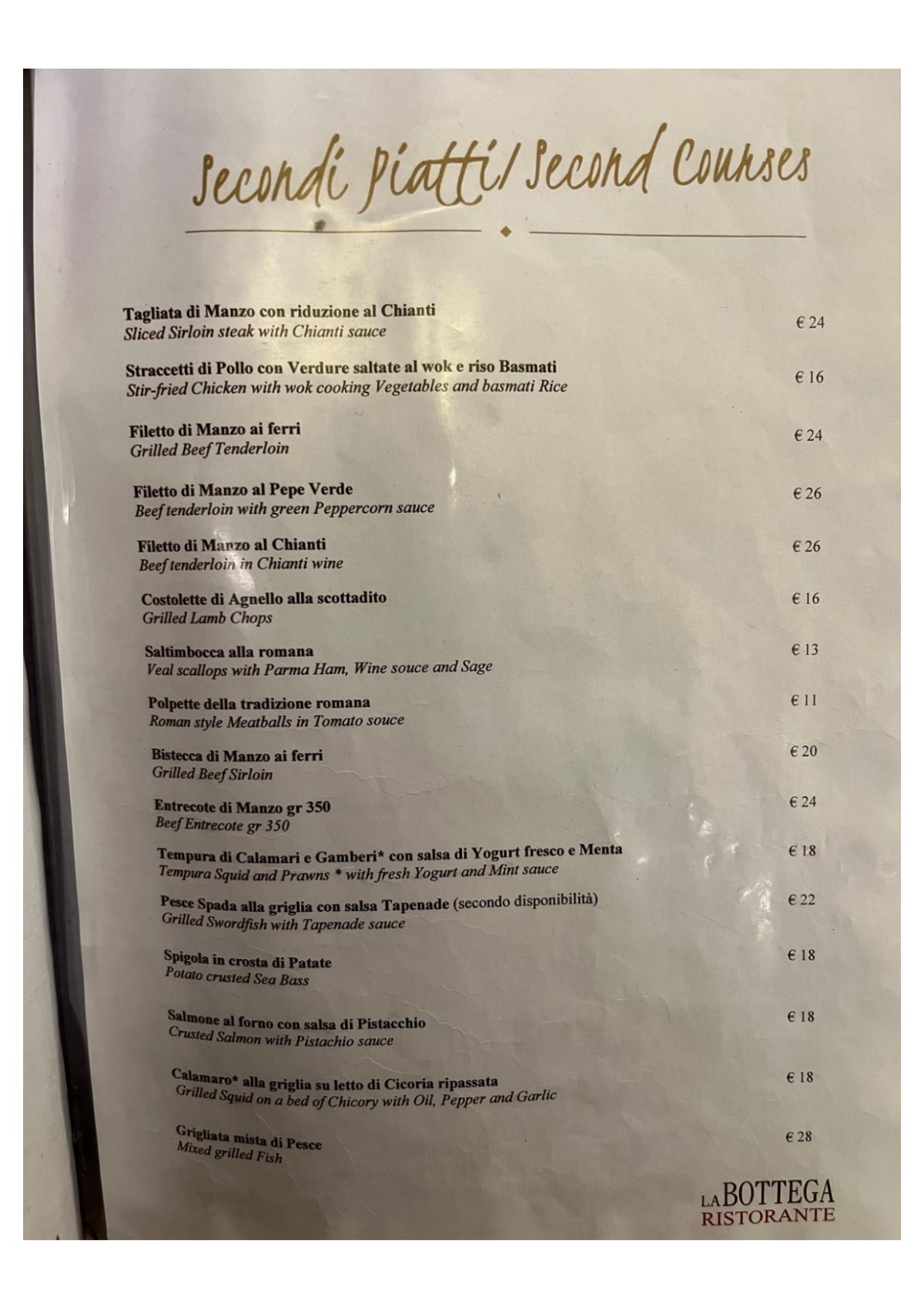 Menù completo e carta 2024 - La Bottega Ristorante Punturi a Roma | TheFork