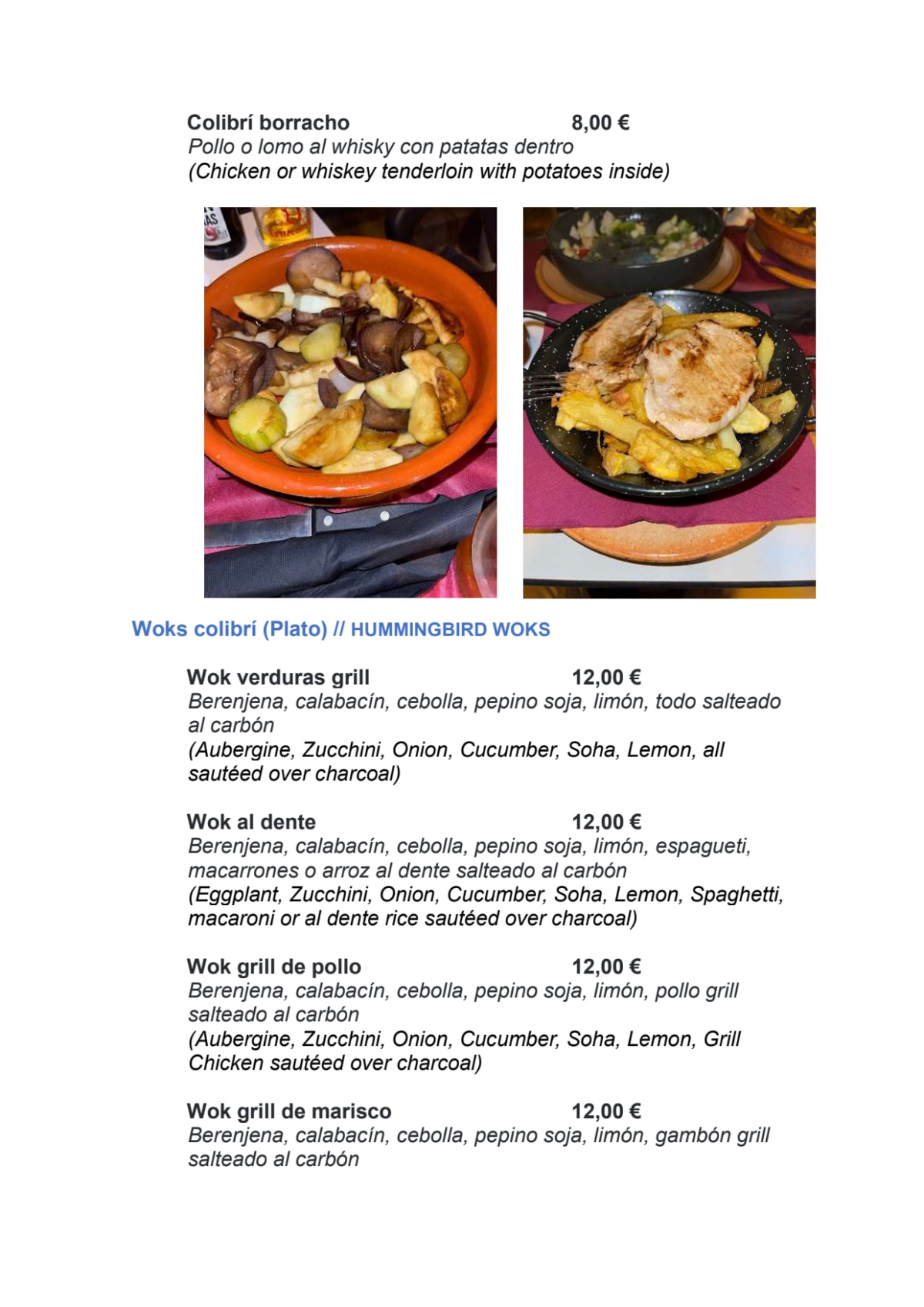 Carte et Menus 2024 - Braseria El Colibri à Sevilla | TheFork