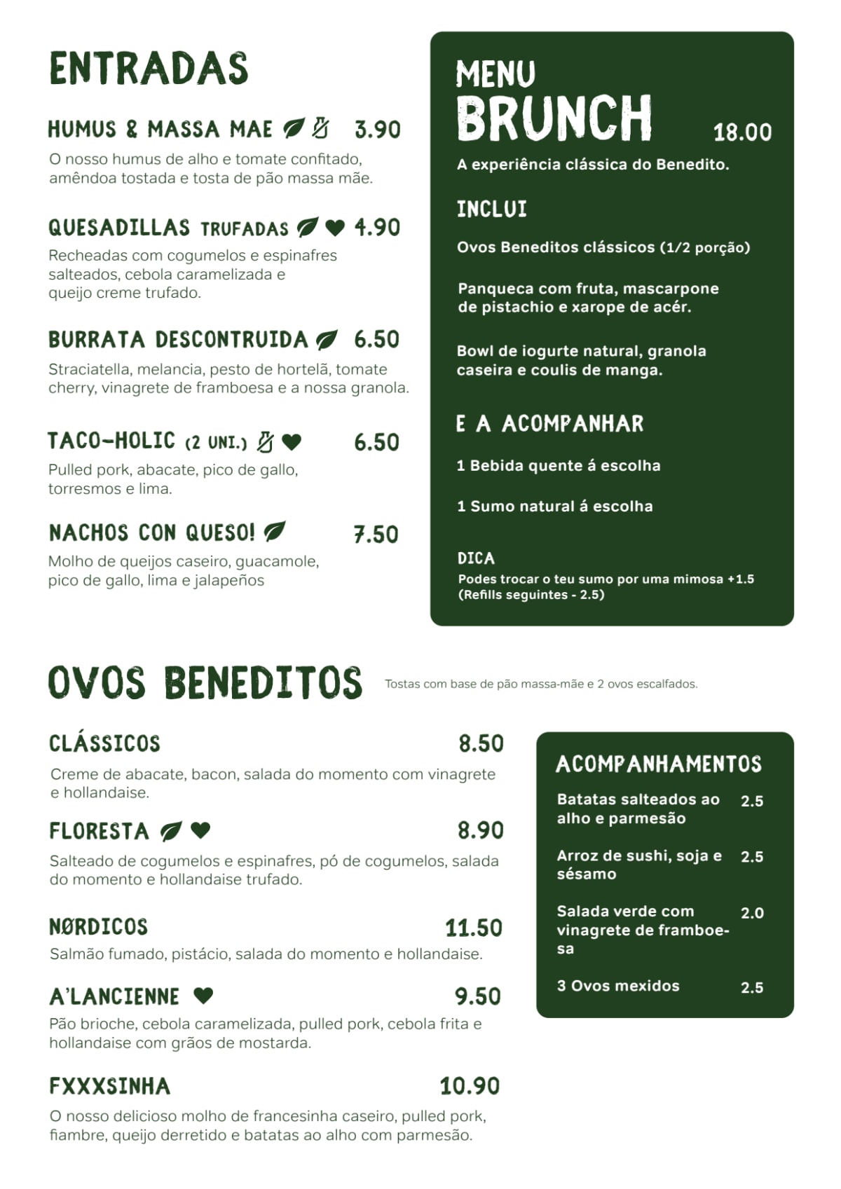 Carte et Menus 2024 - BENEDITO BRUNCH - Barcelos à Barcelos | TheFork