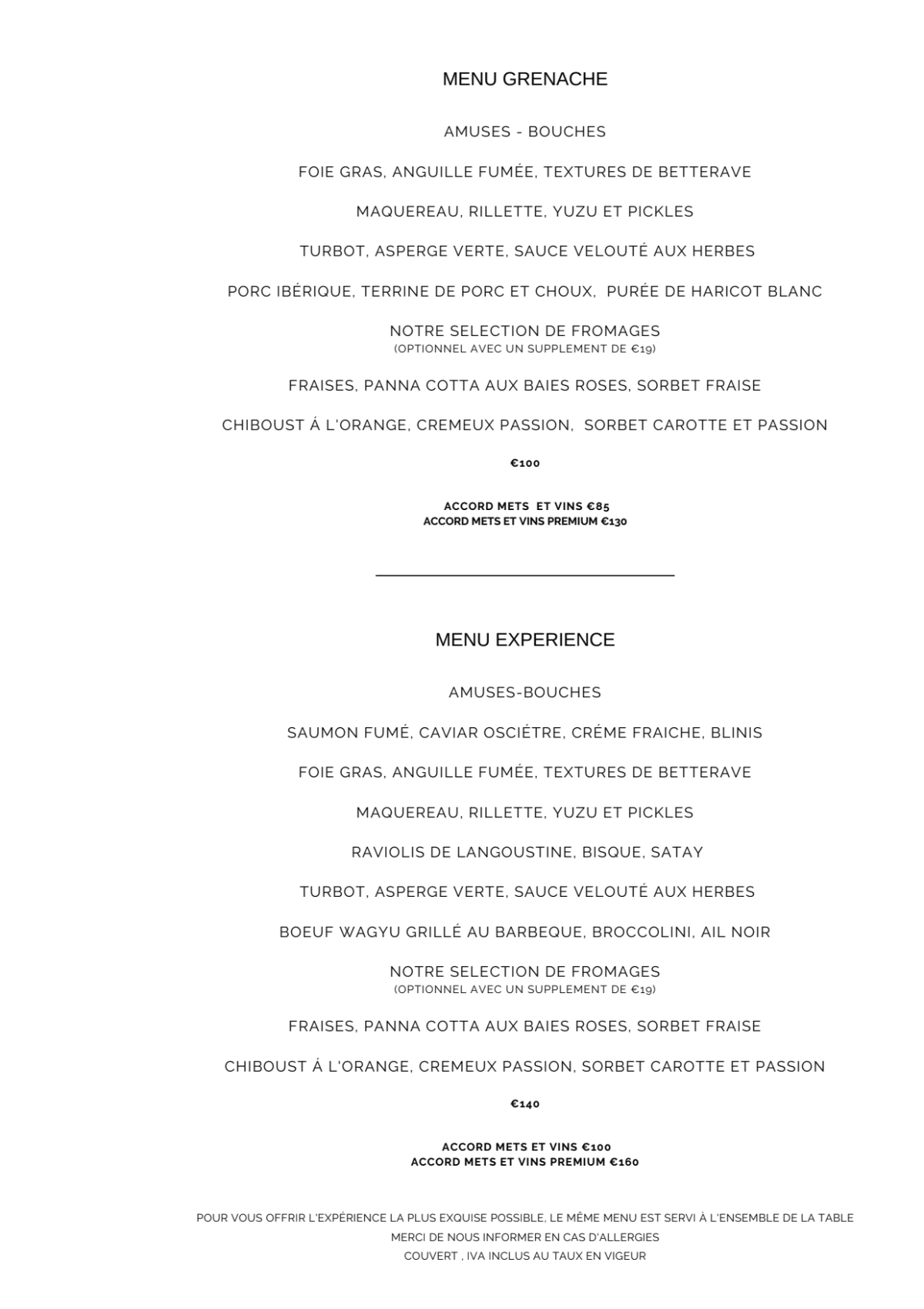 Carte et Menus 2023 - Grenache à Lisbonne | TheFork