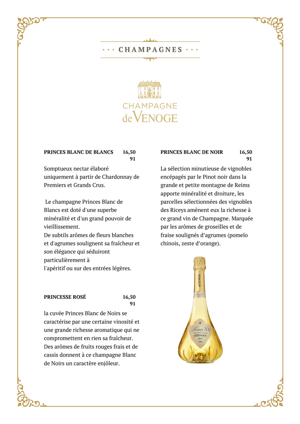 Carte et Menus 2024 - Club Champagne Louis XIV à Reims | TheFork