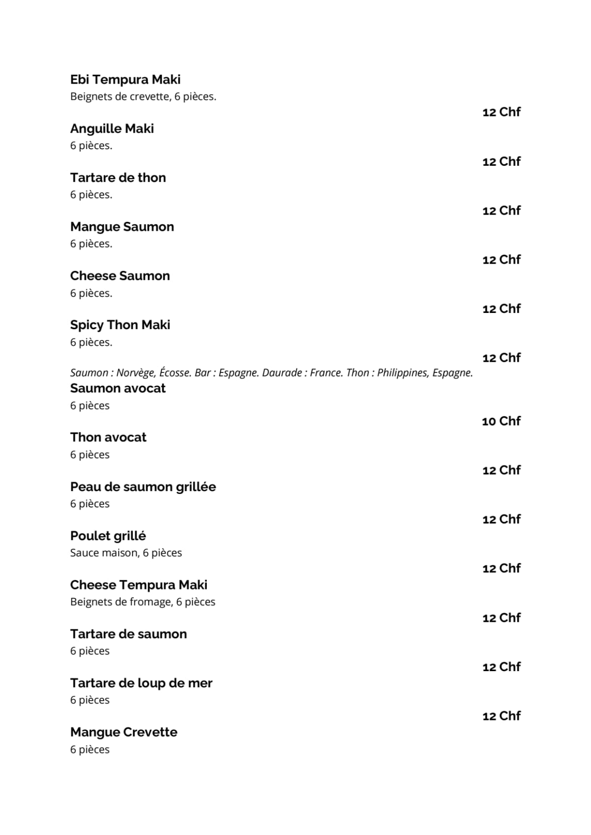Carte et Menus 2024 - Shogun à Genève | TheFork