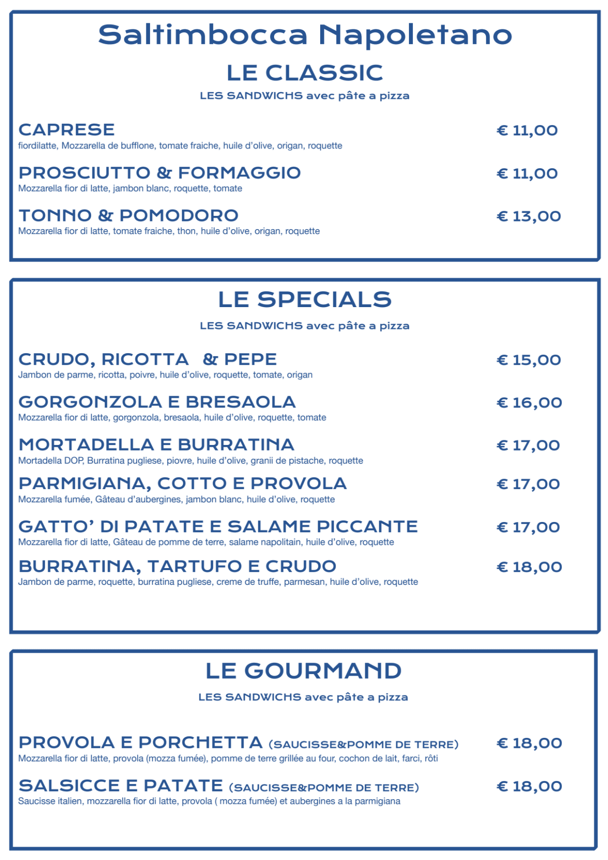 Carte et Menus 2024 - Simo e i suoi fratelli à Paris | TheFork