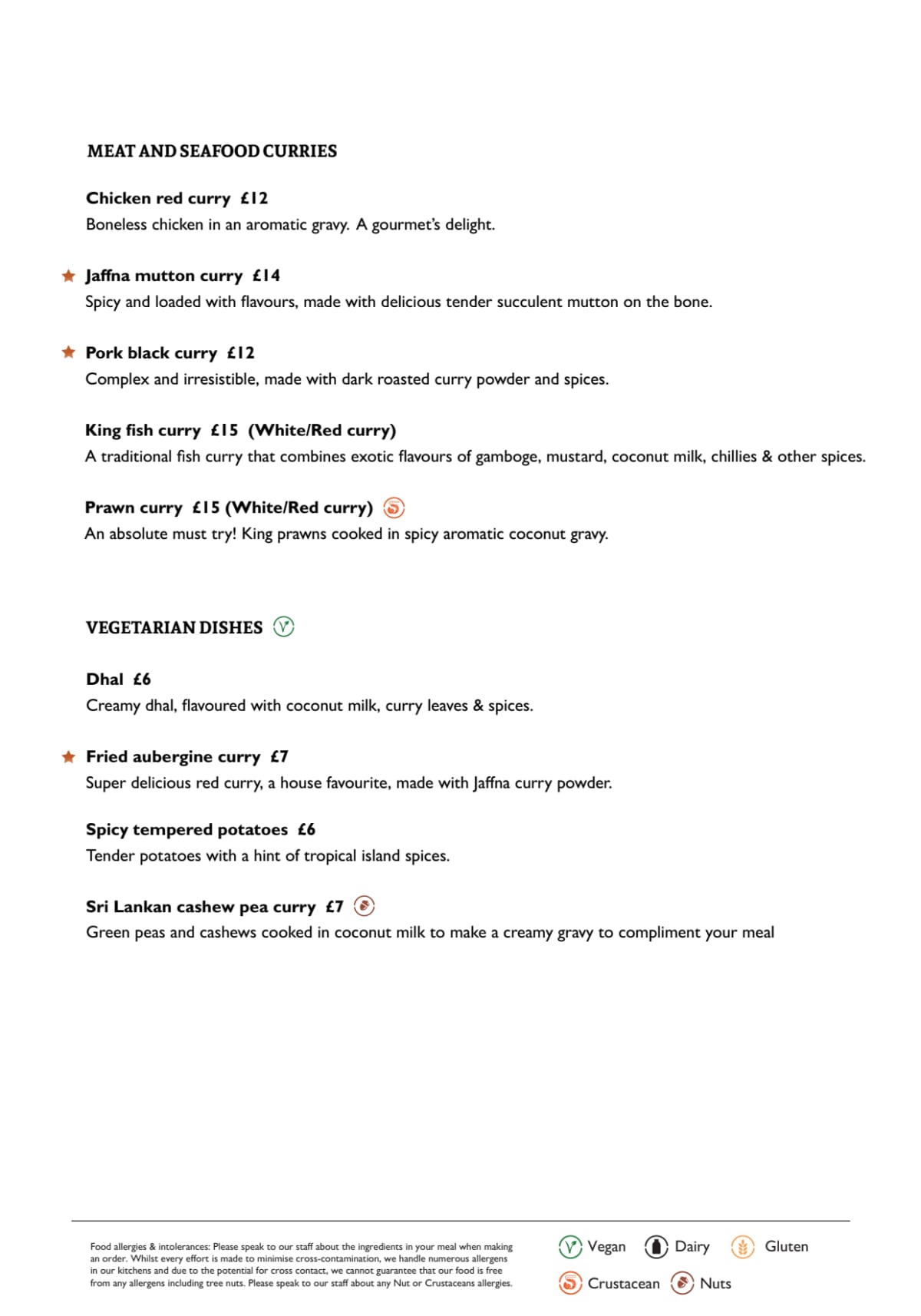 Menu 2024 - Copper Ceylon in Bromley | TheFork