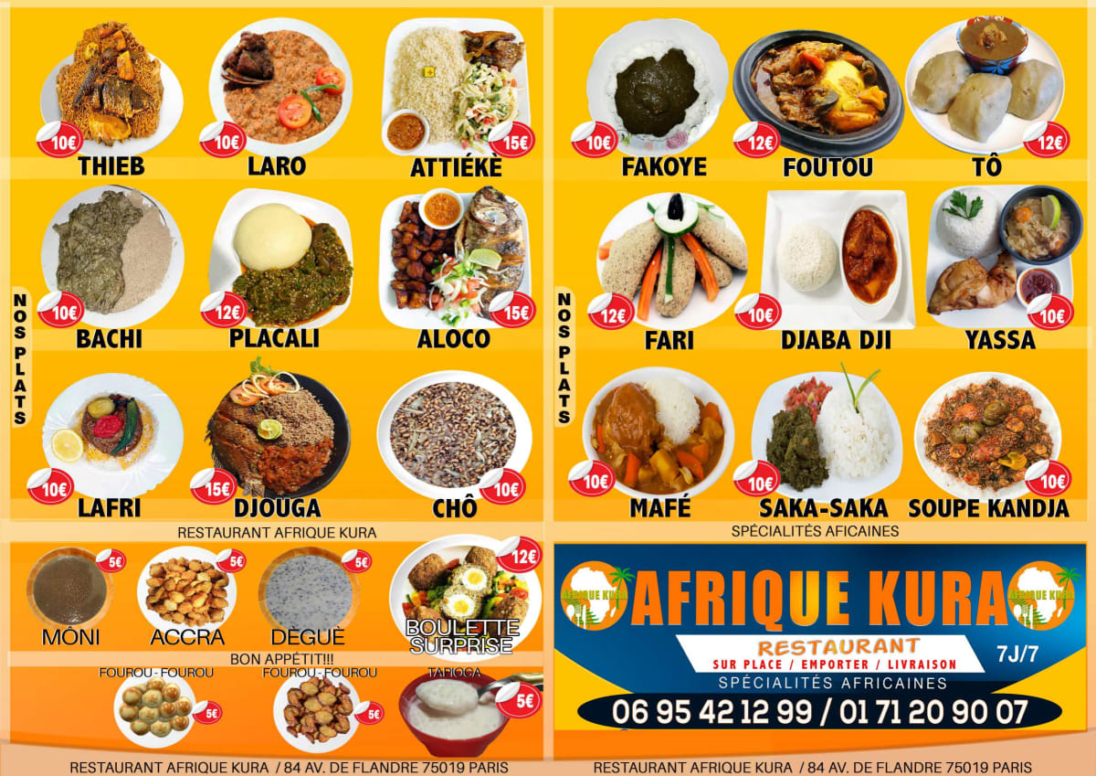 Carte et Menus 2024 - Afrique Kura à Paris | TheFork
