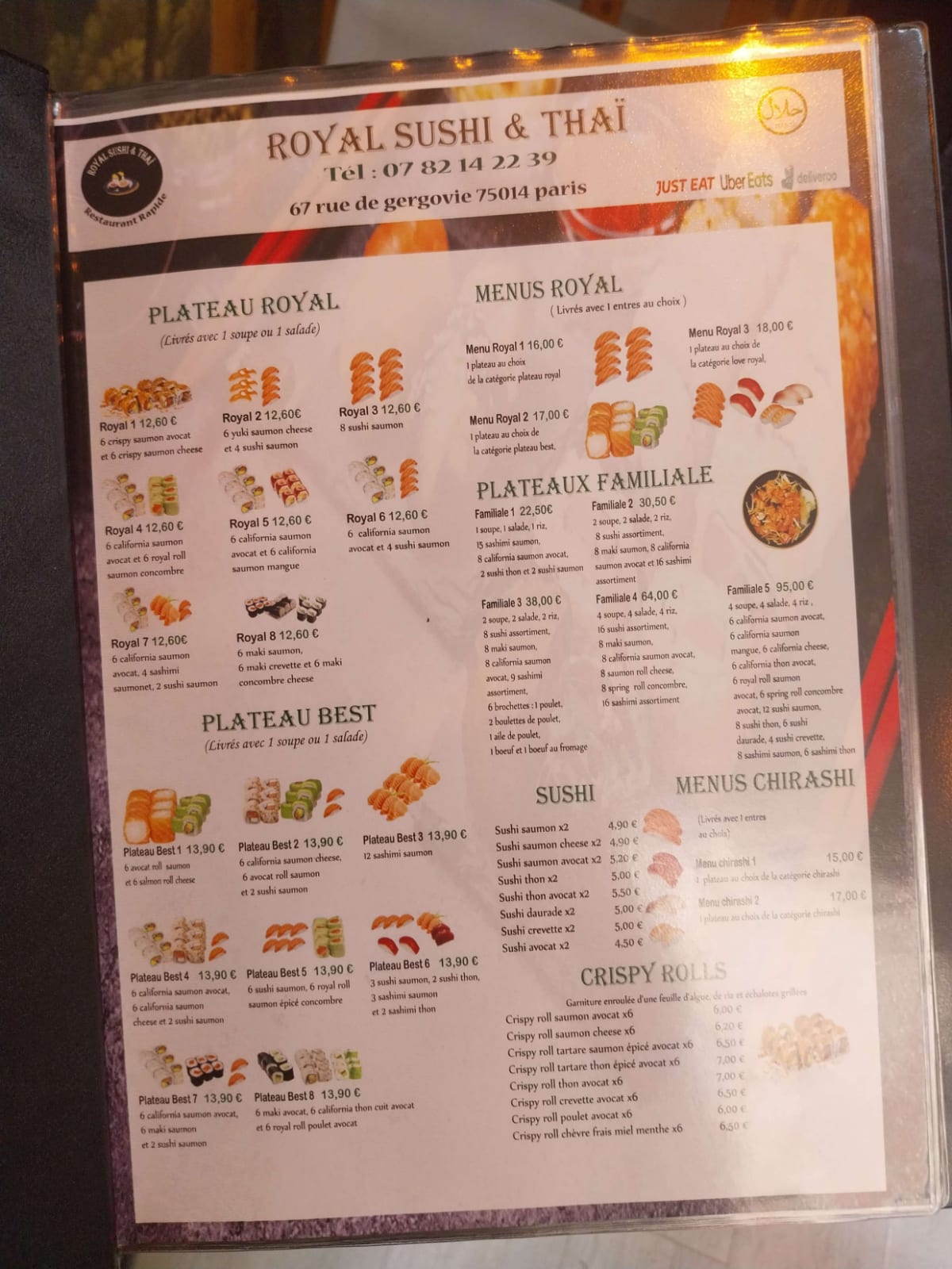 Menu 2024 - Royal sushi and thai in Parijs | TheFork