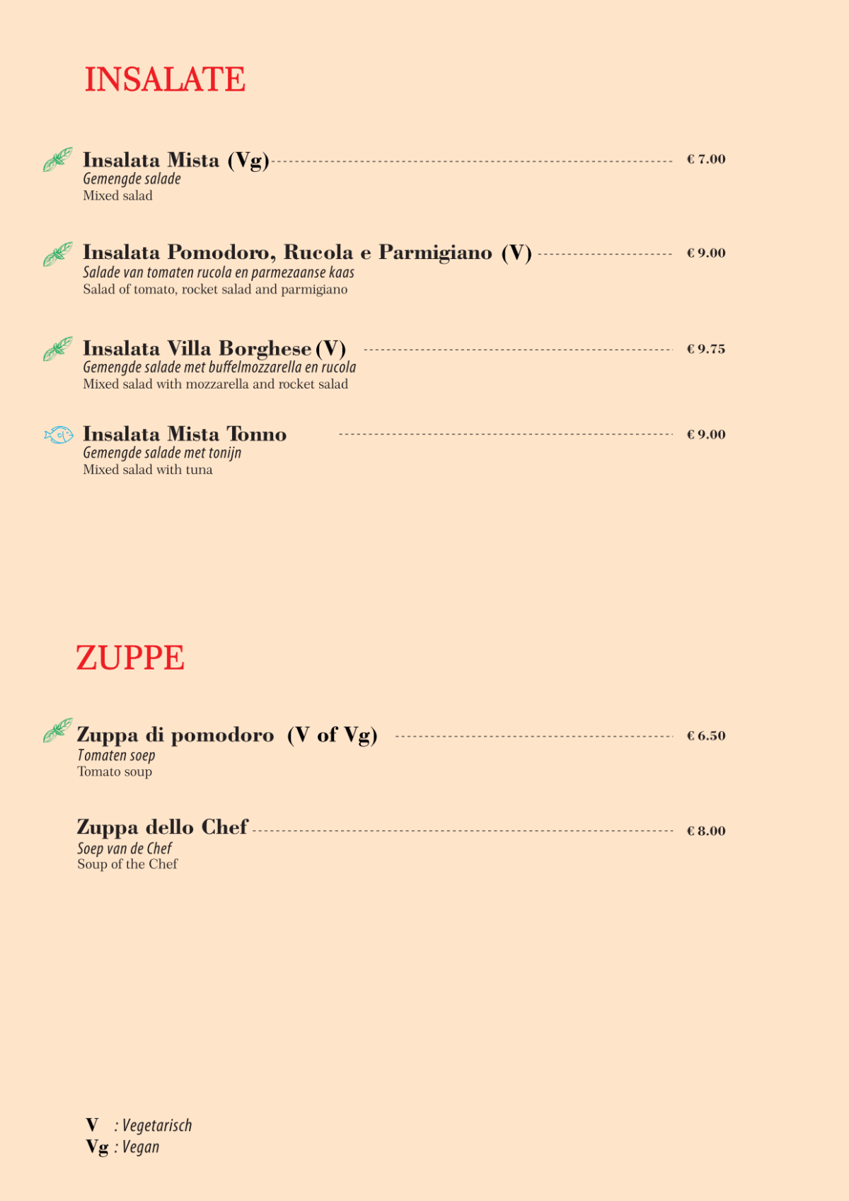 Carte et Menus 2024 - Villa Borghese Amsterdam à Amsterdam | TheFork