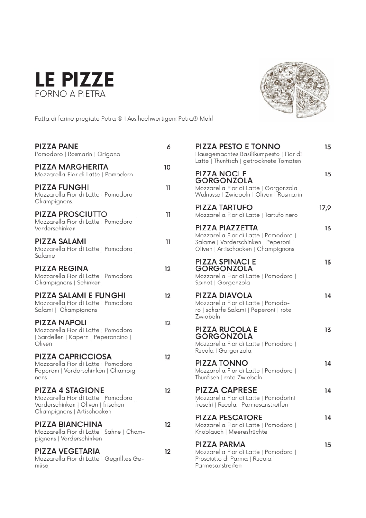 Speisekarte 2024 – Ristorante Piazzetta in München – TheFork