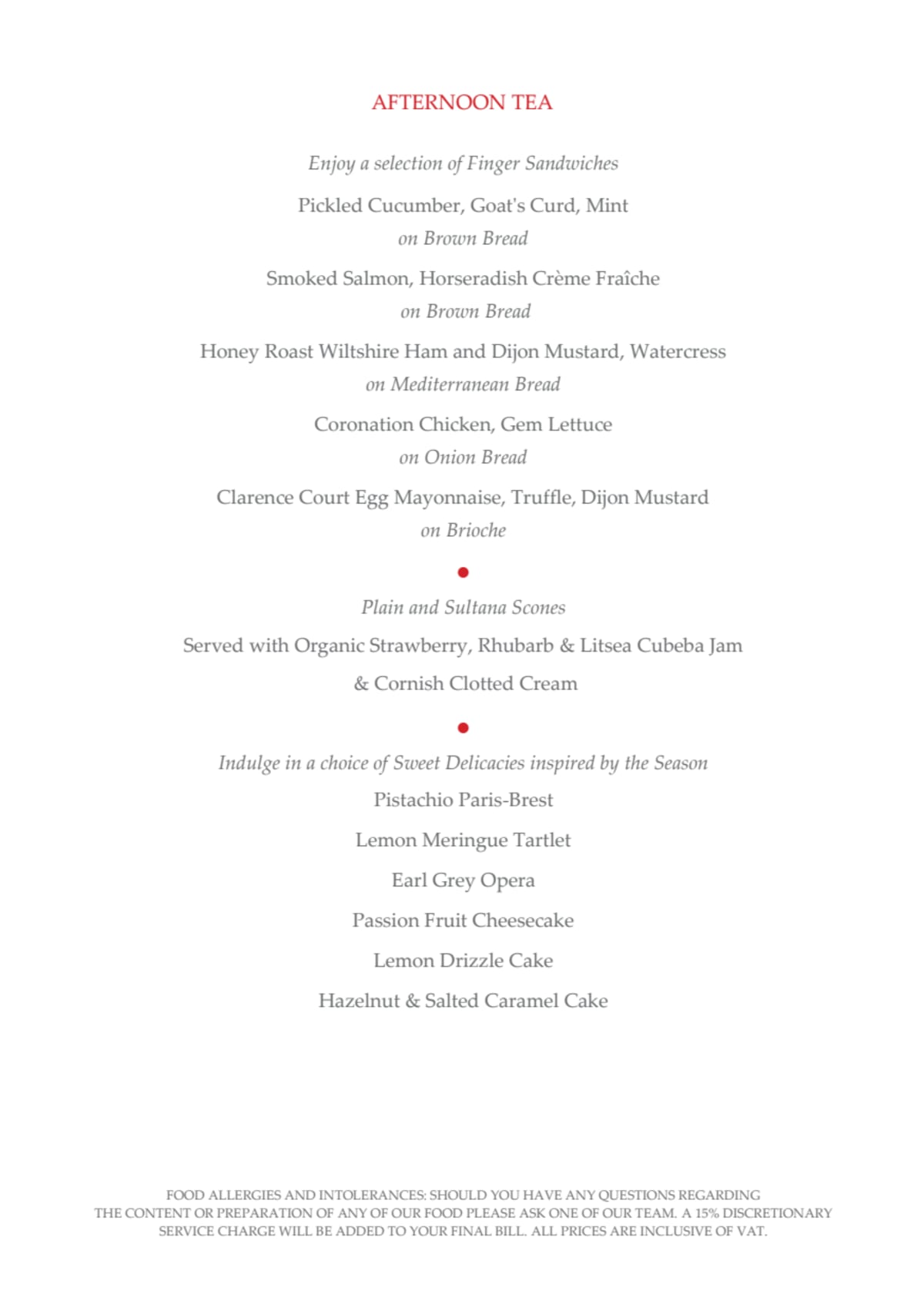 Carte et Menus 2023 - Afternoon Tea at Corinthia London à Londres | TheFork