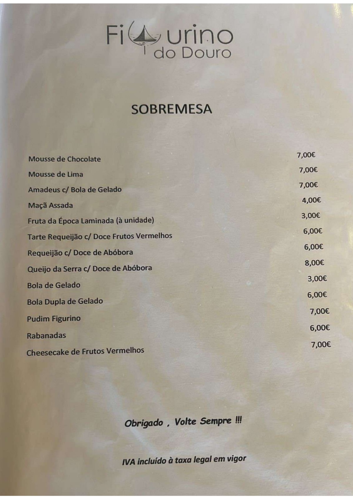 Menus 2024 - Figurino do Douro in Melres | TheFork