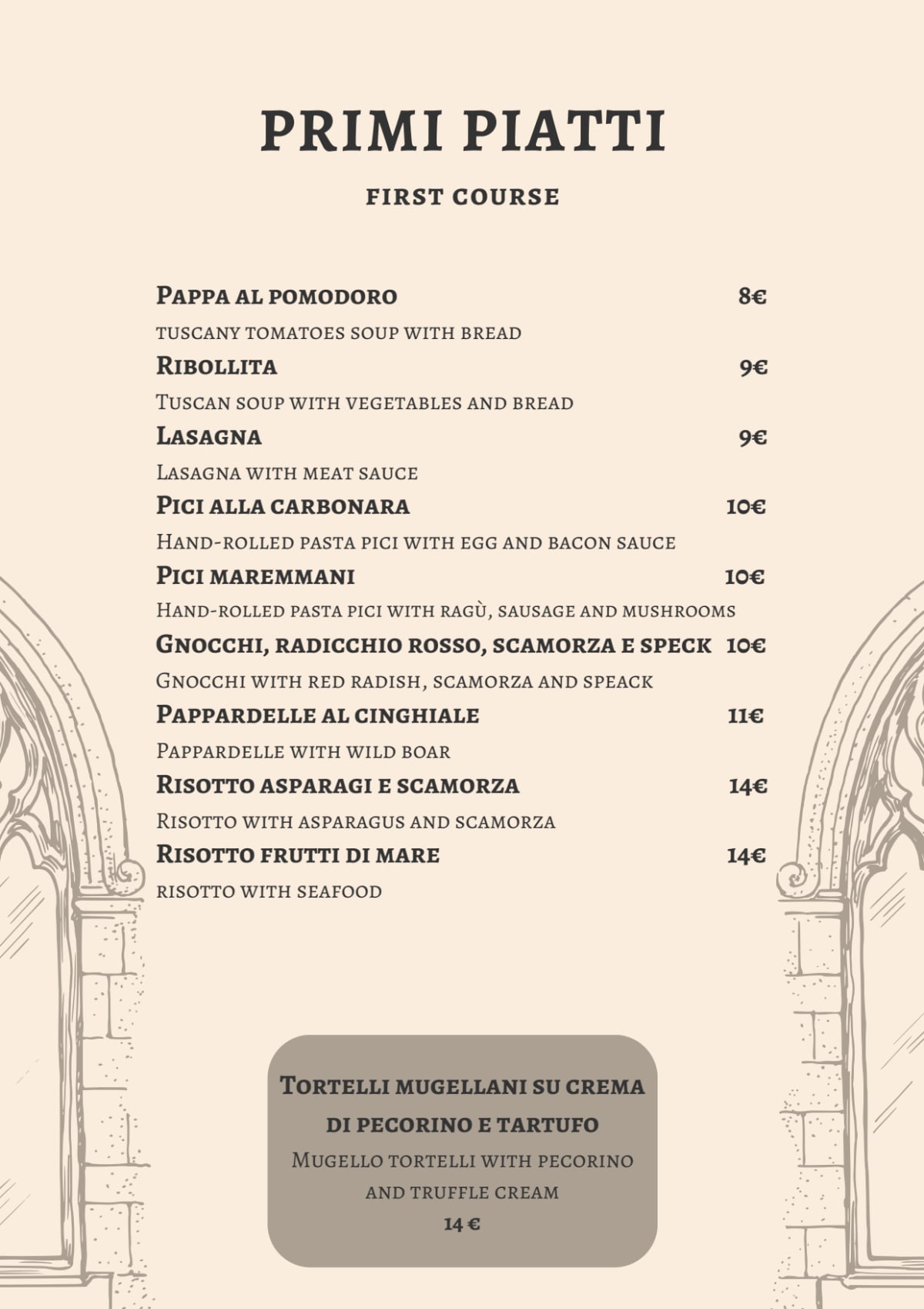 Carte et Menus 2024 - Trattoria Angolo Pitti à Florence | TheFork