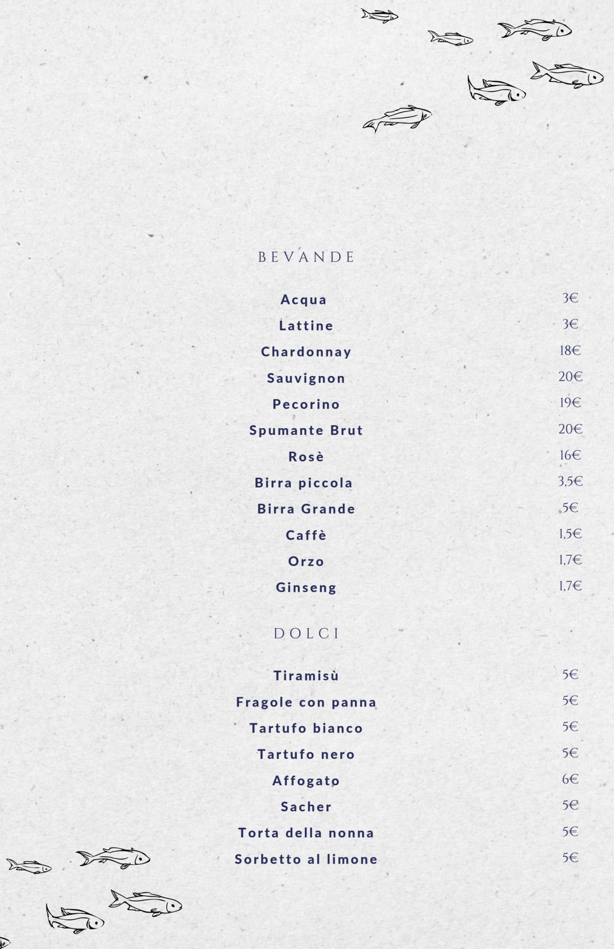 Menu 2024 - Mare in Vista in Ostia | TheFork