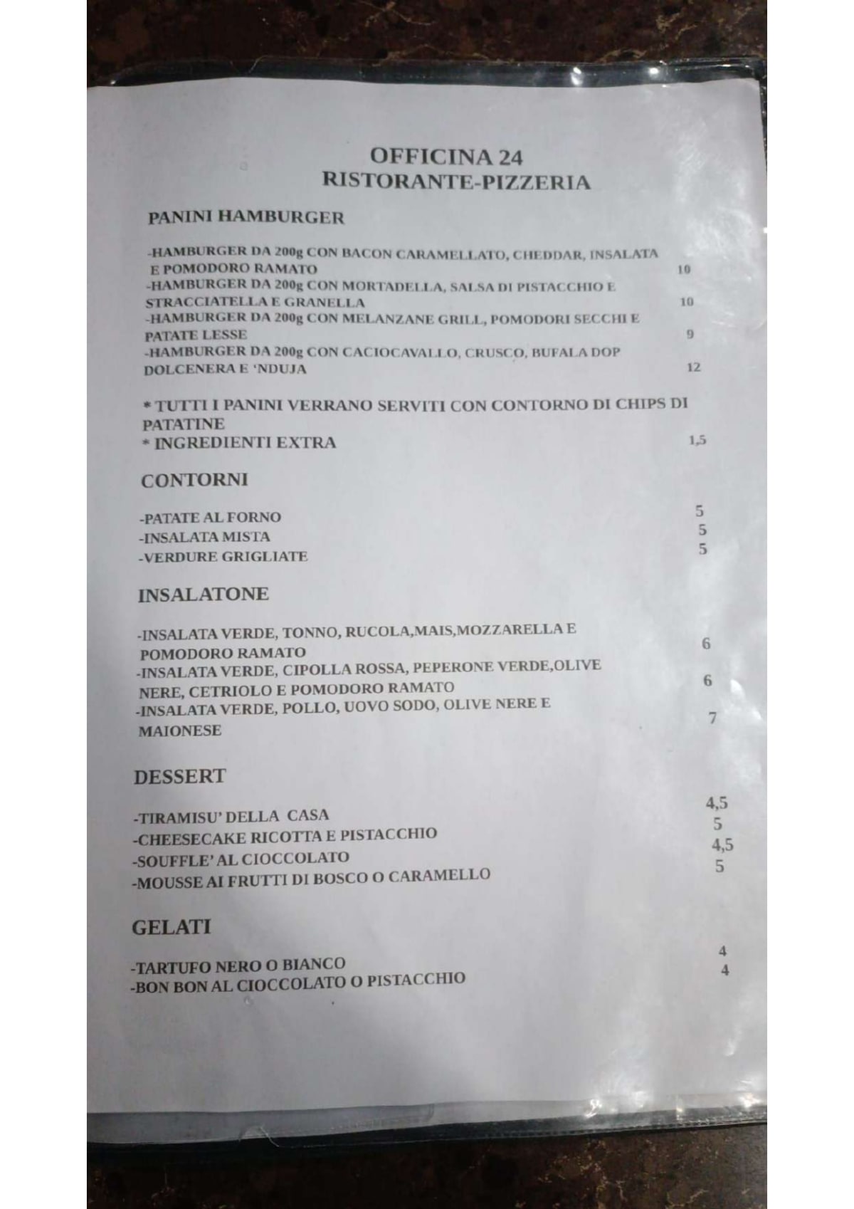 Carte et Menus 2024 - Officina 24 à Irsina | TheFork