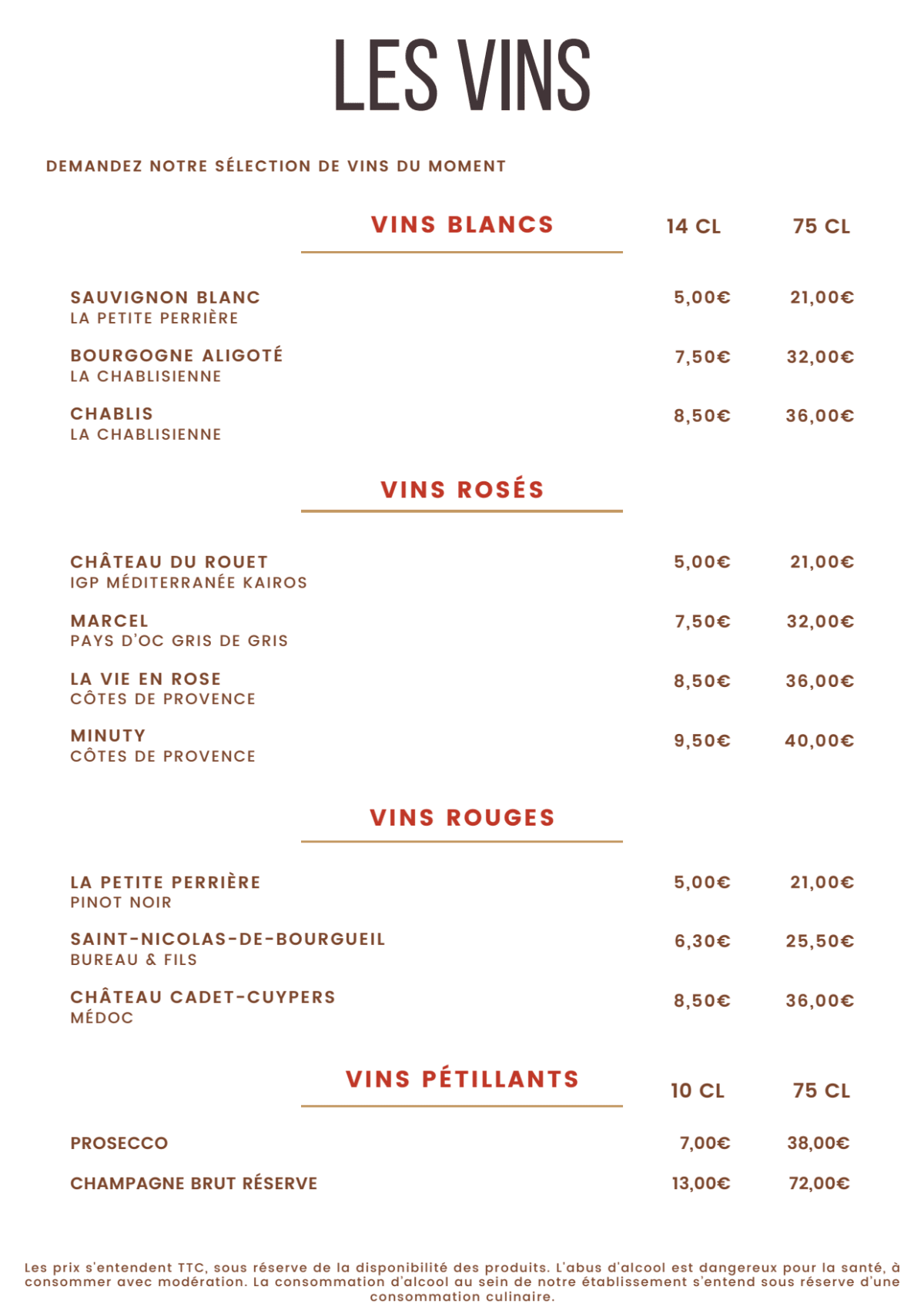 Carte et Menus 2024 - Monument Café Chateau de Fontainebleau à ...