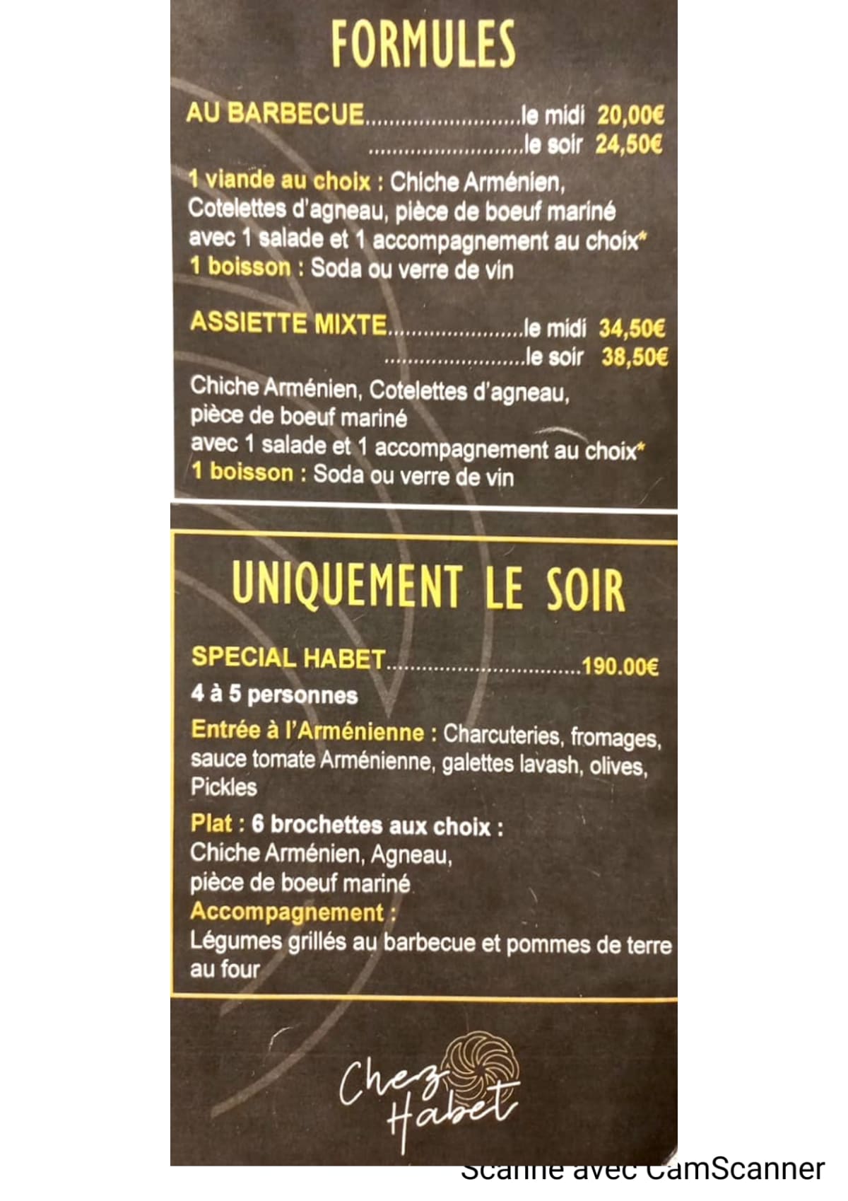 Carte et Menus 2024 - Chez Habet à Marseille | TheFork