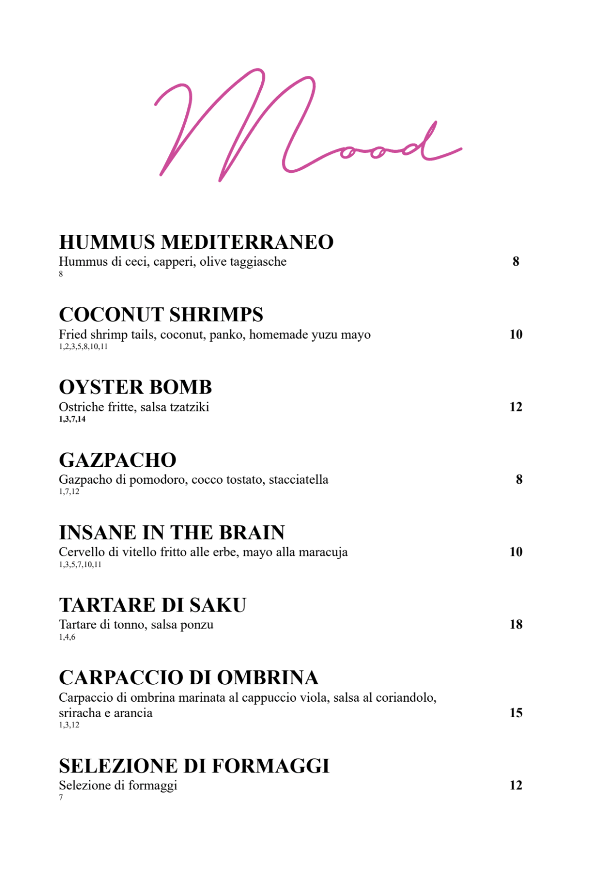 Menu 2024 - Mood in Triëst | TheFork