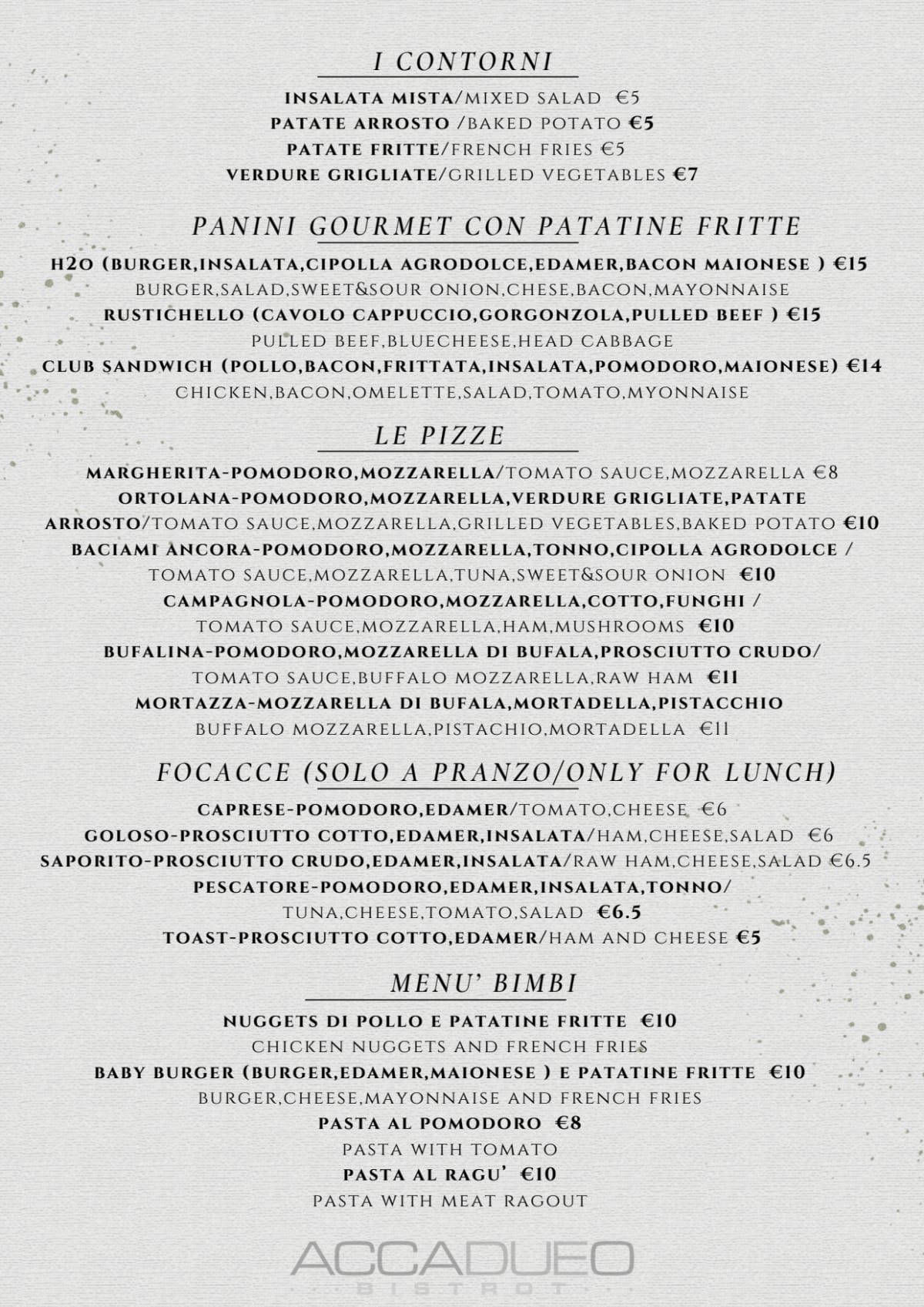 Carte et Menus 2024 - H2o Bistrot à Gardone Riviera | TheFork