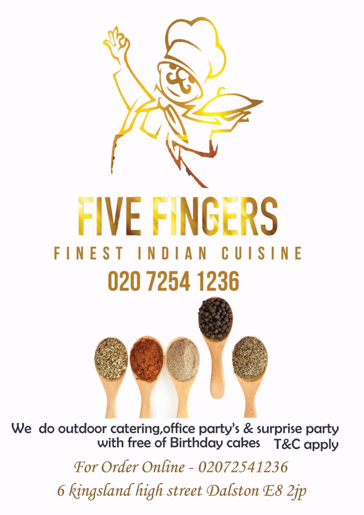 Menu 2024 - Five Fingers in London | TheFork