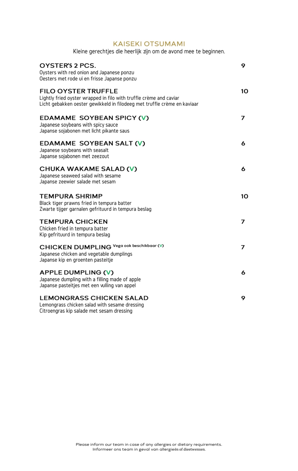 Carte et Menus 2024 - Restaurant Kaiseki à Vught | TheFork