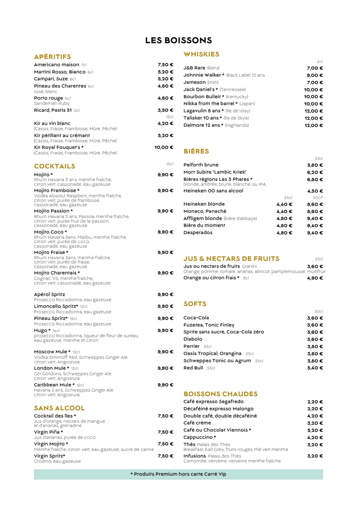 Carte et Menus 2024 - Café Barrière - Casino Barrière de Royan à Royan ...