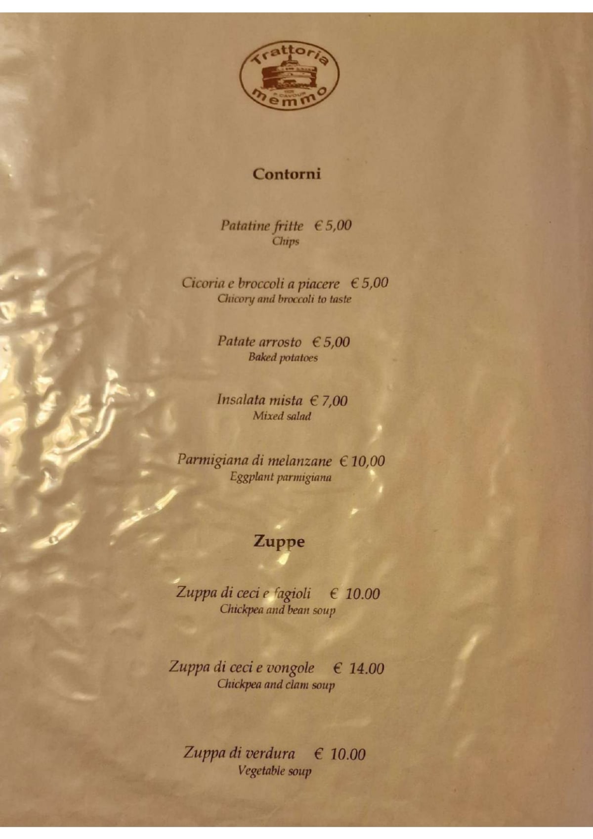 Menù completo e carta 2024 - Trattoria Memmo a Roma | TheFork
