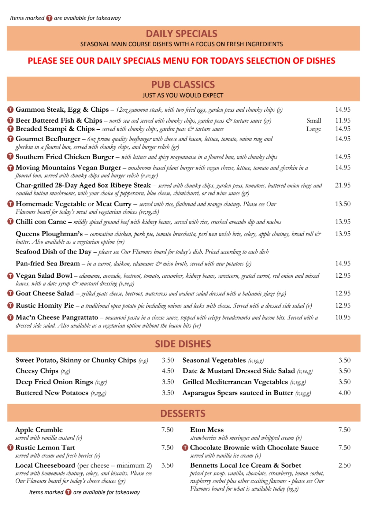 Menus 2024 - The Queen Elizabeth Inn in Pershore | TheFork