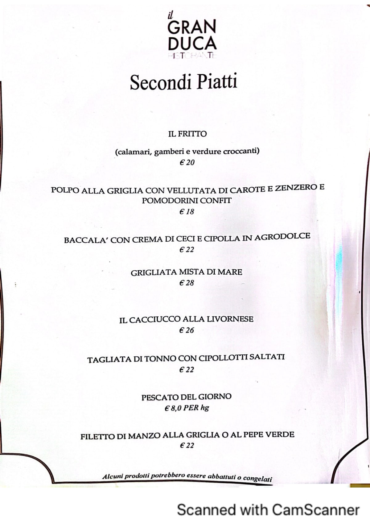 Menu 2024 - Gran Duca in Livorno | TheFork