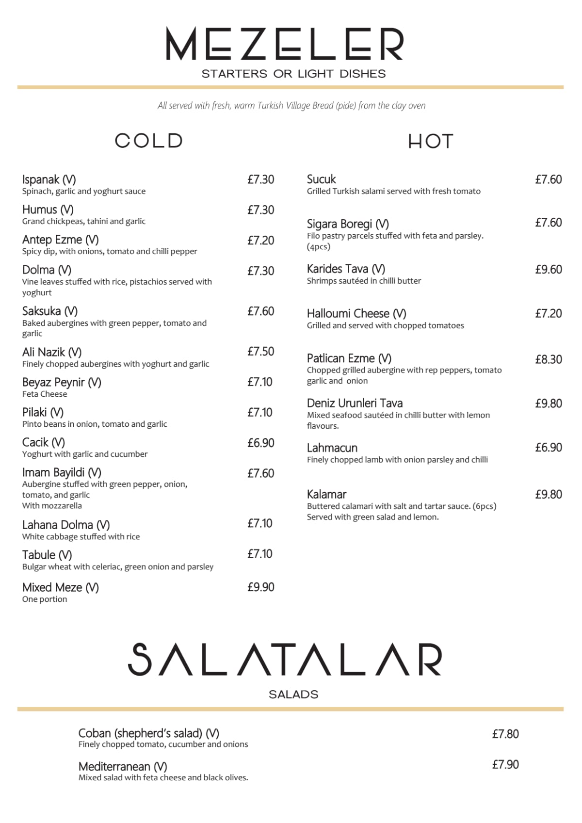 Menus 2023 - Meze restaurant in Eastbourne | TheFork