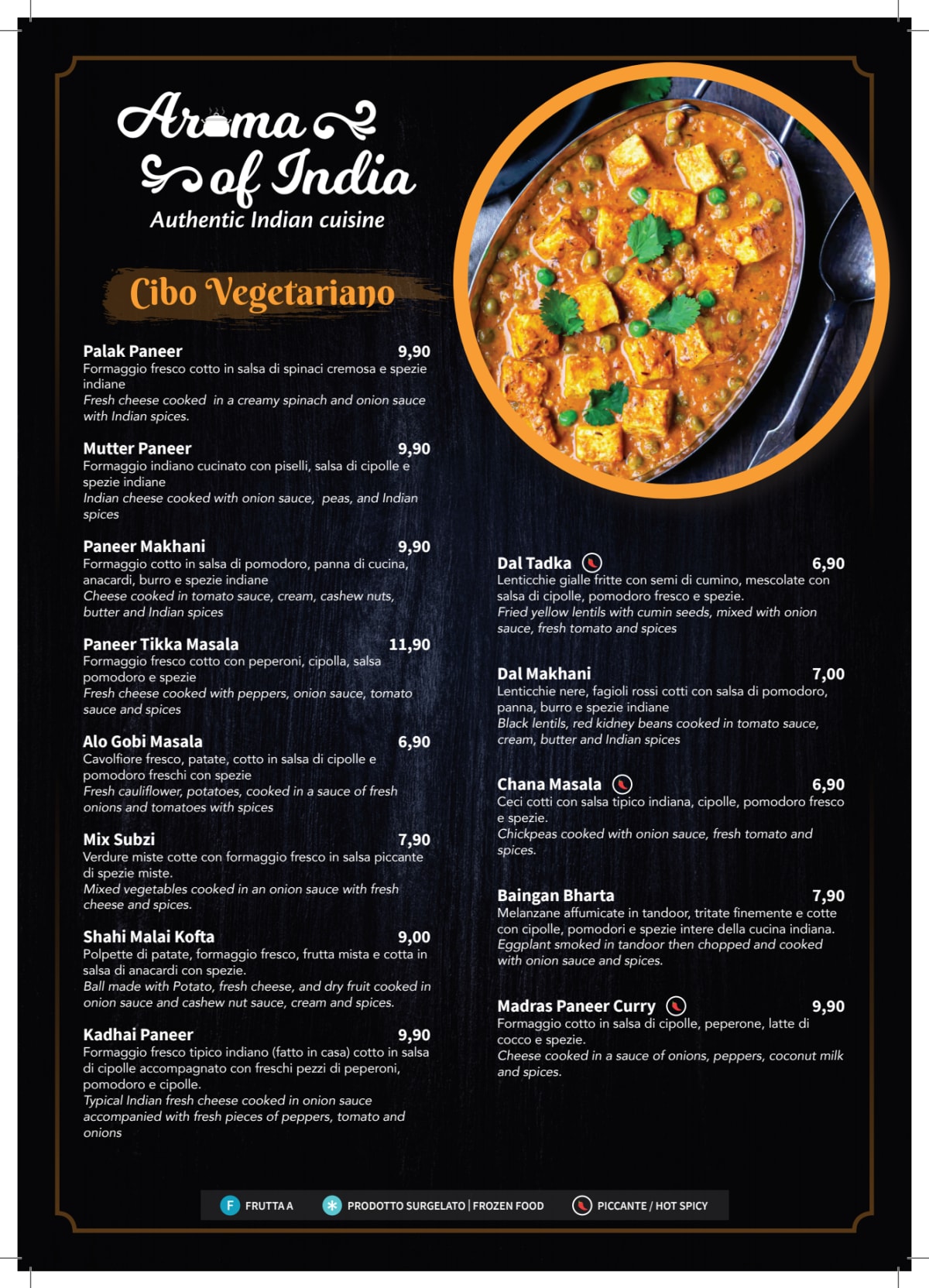 Menù completo e carta 2024 - Aroma of India, Ristorante Indiano a ...